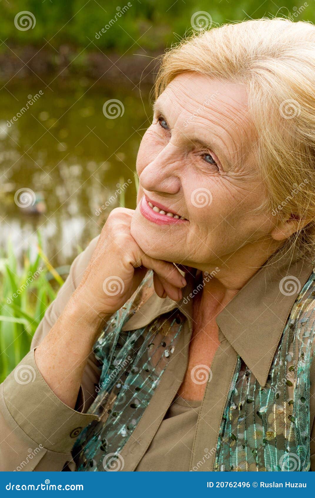 Old woman at water stock photo. Image of looking, smile - 20762496