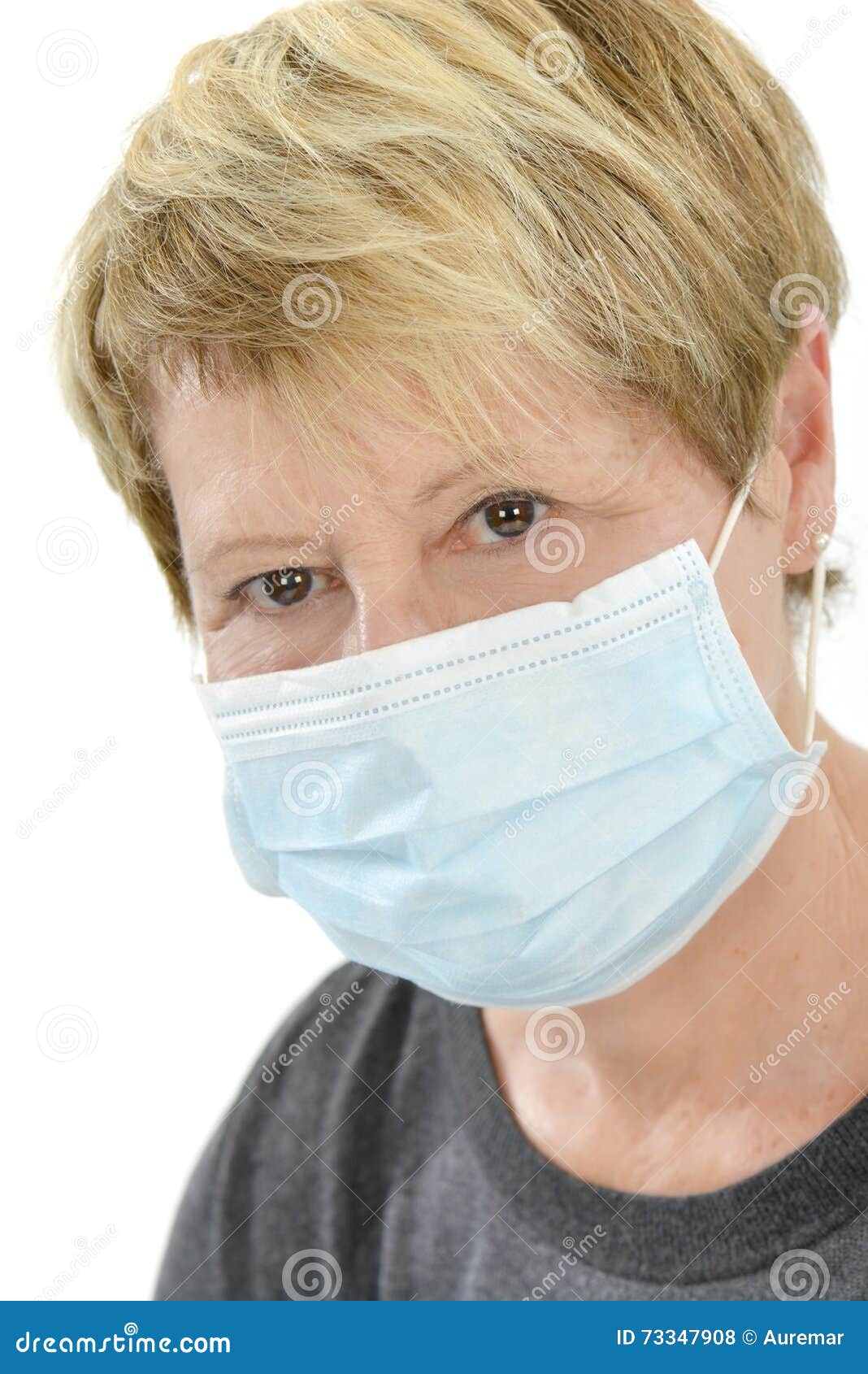 Old Woman Wearing Face Mask Stock Photo - Image of respire, inhale ...