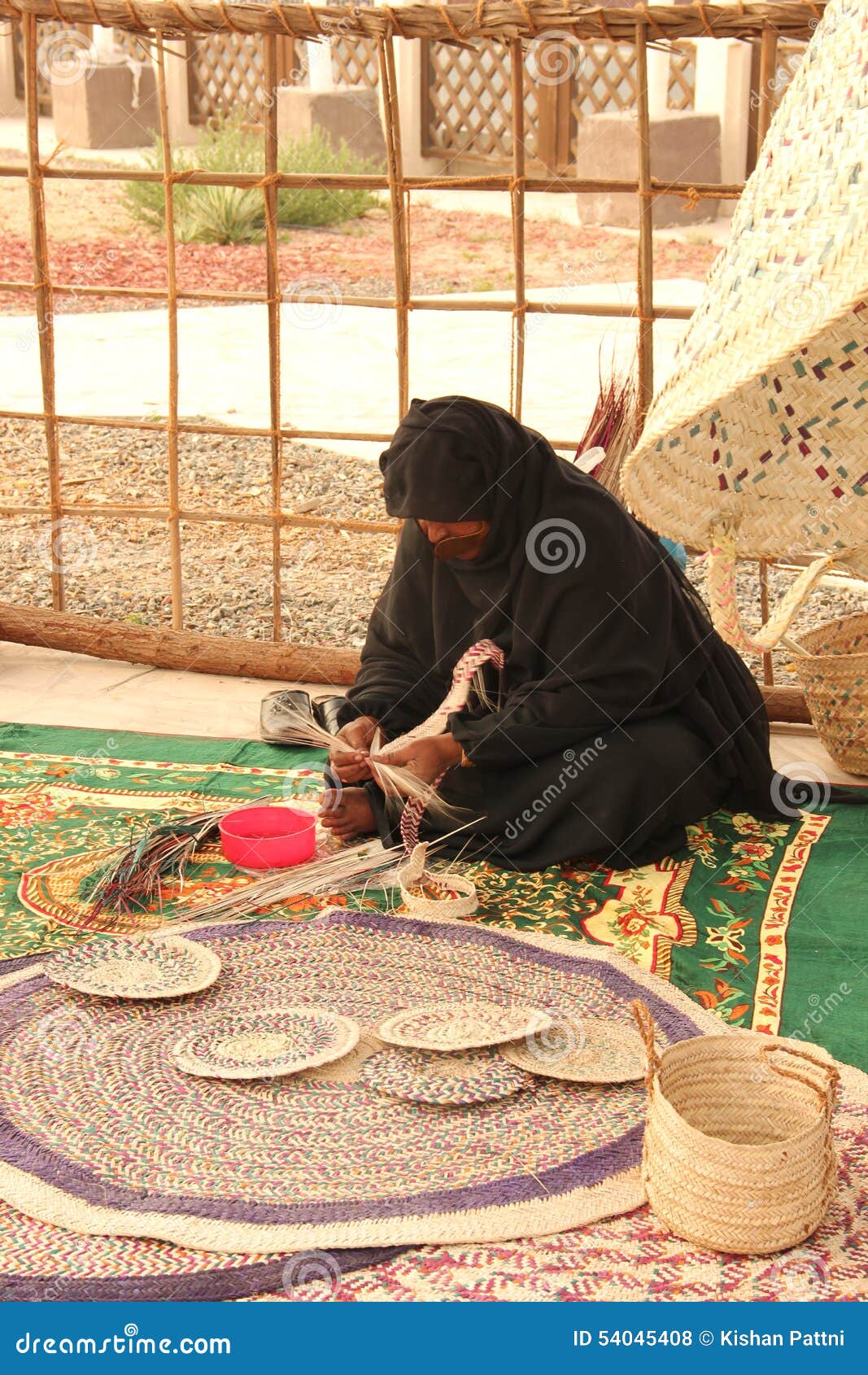 Emirati Woman Is Weaving Traditional Basket From Palm Leaves Editorial ...