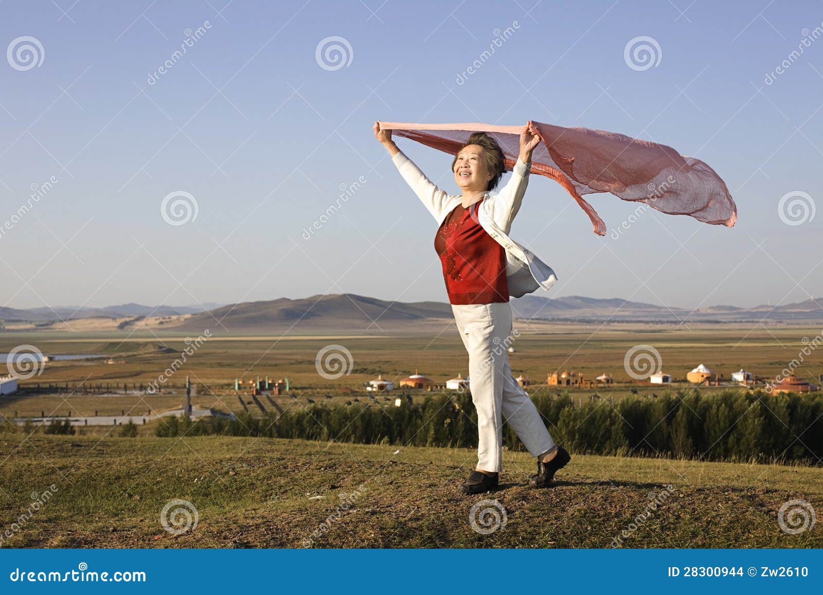 An Old Woman in Wind Morning Stock Photo - Image of extensive, forwards ...