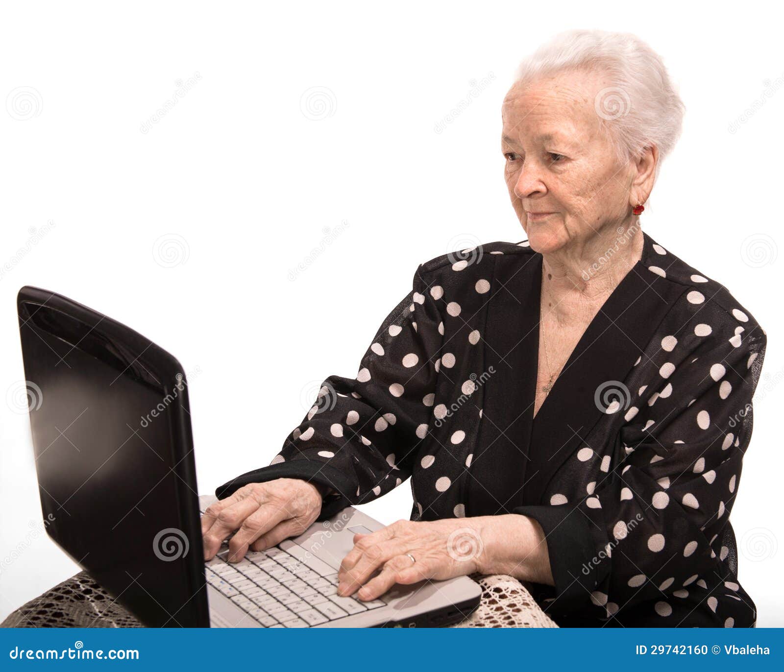 Old Woman Working On Computer Stock Photo - Image of businesswoman ...
