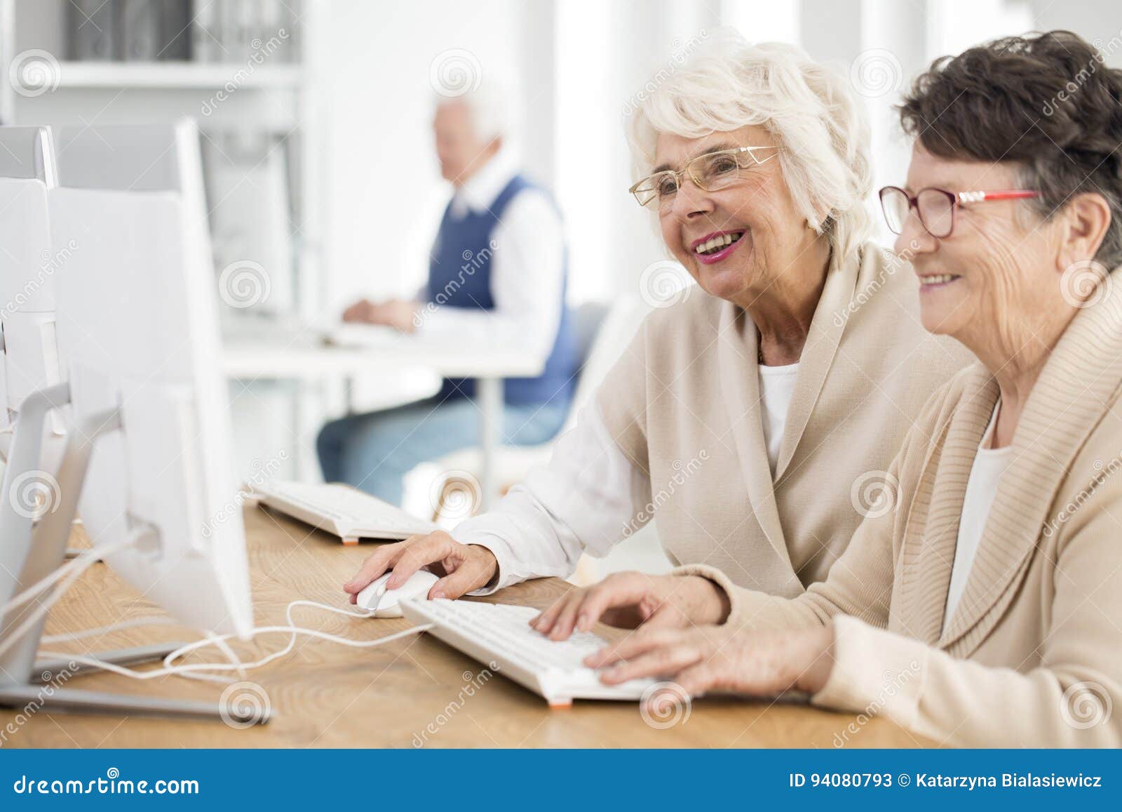 Old women smiling stock image. Image of classmates, desk - 94080793