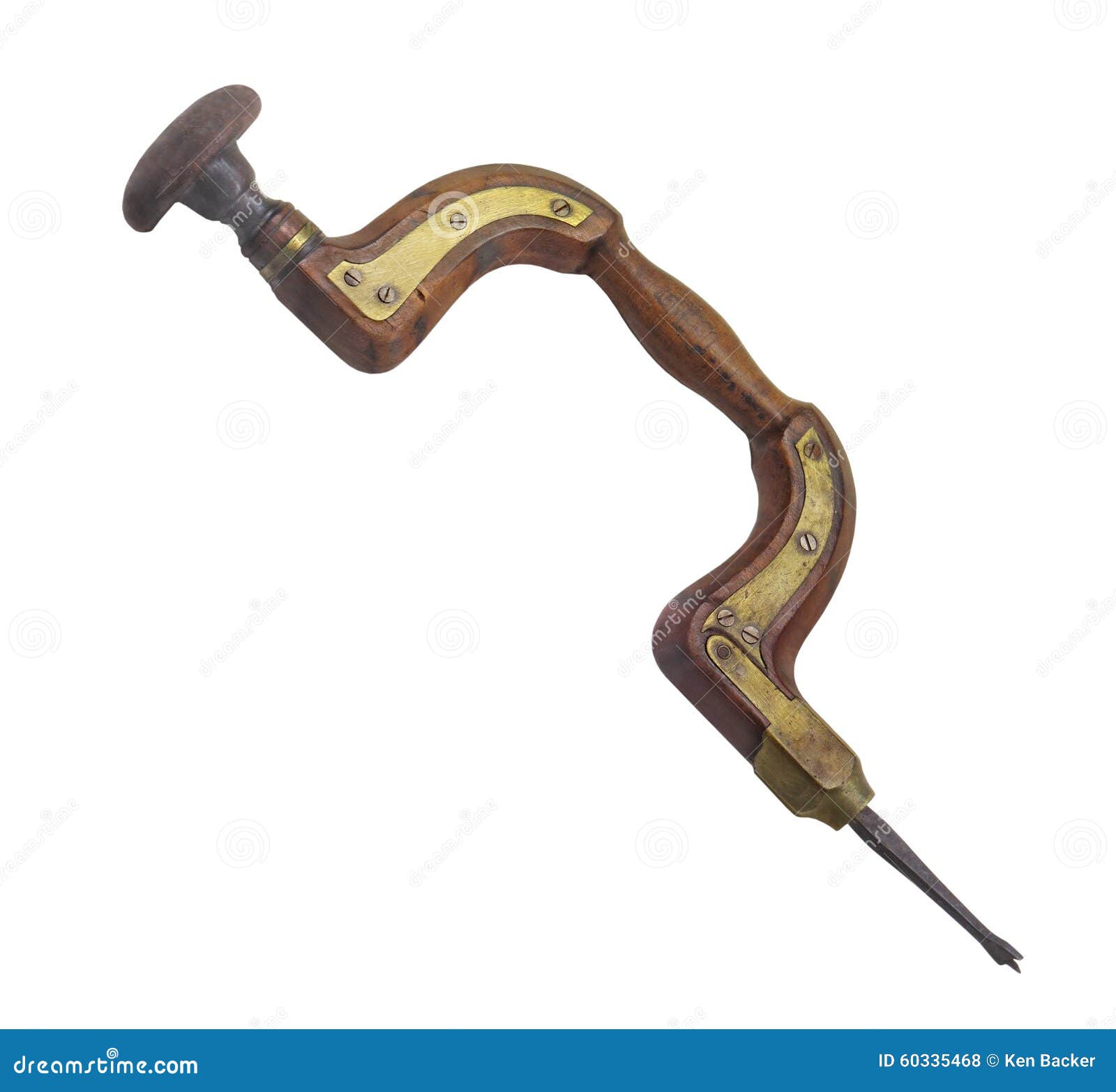 Old Wood Brace with Bit Isolated. Stock Photo - Image of vintage ...