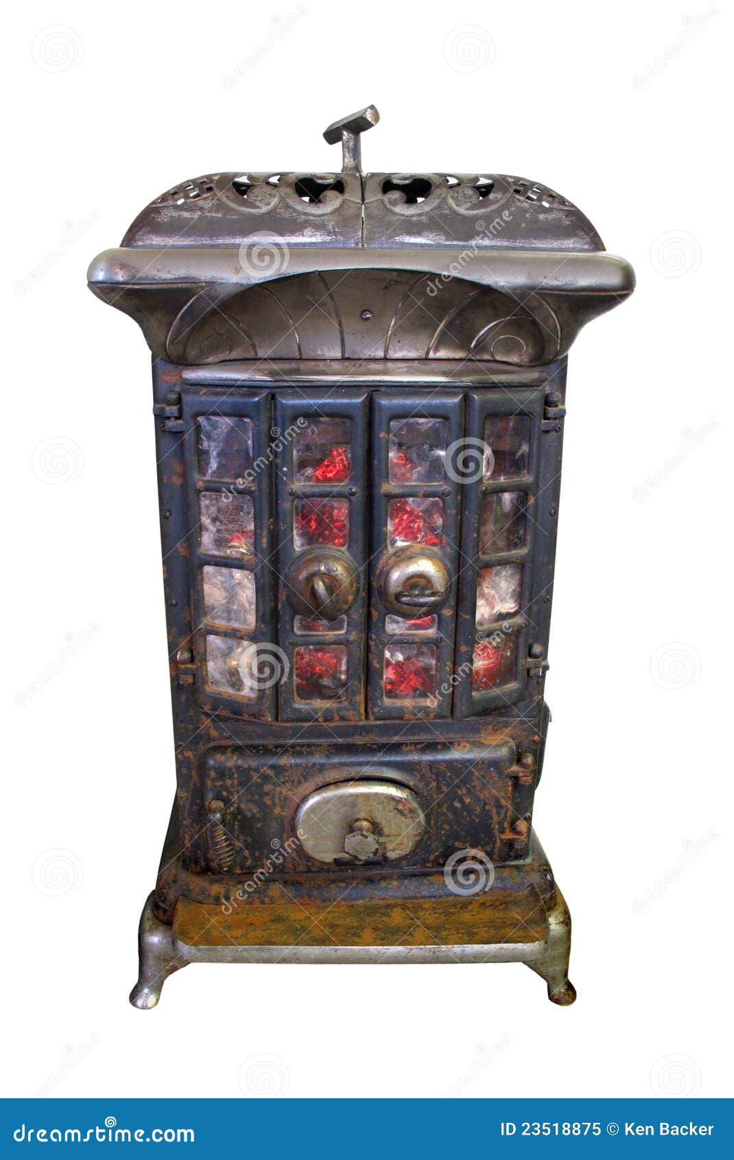 Old Wood Burning Heater Isolated Stock Image - Image of fire, retro ...
