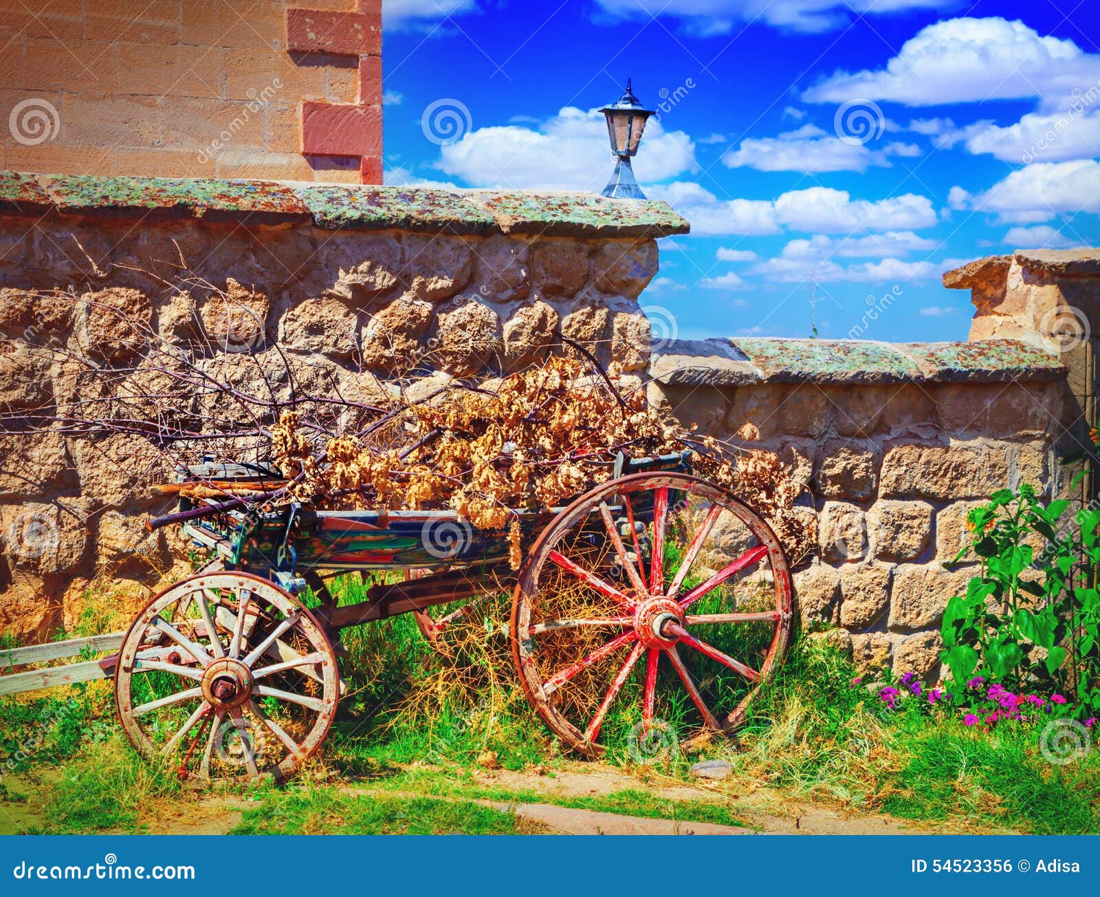 Old wood cart stock photo. Image of drawn, gardening - 54523356