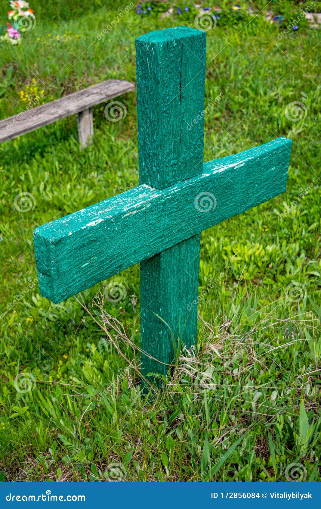 Old wood cross at cemetery stock photo. Image of church - 172856084