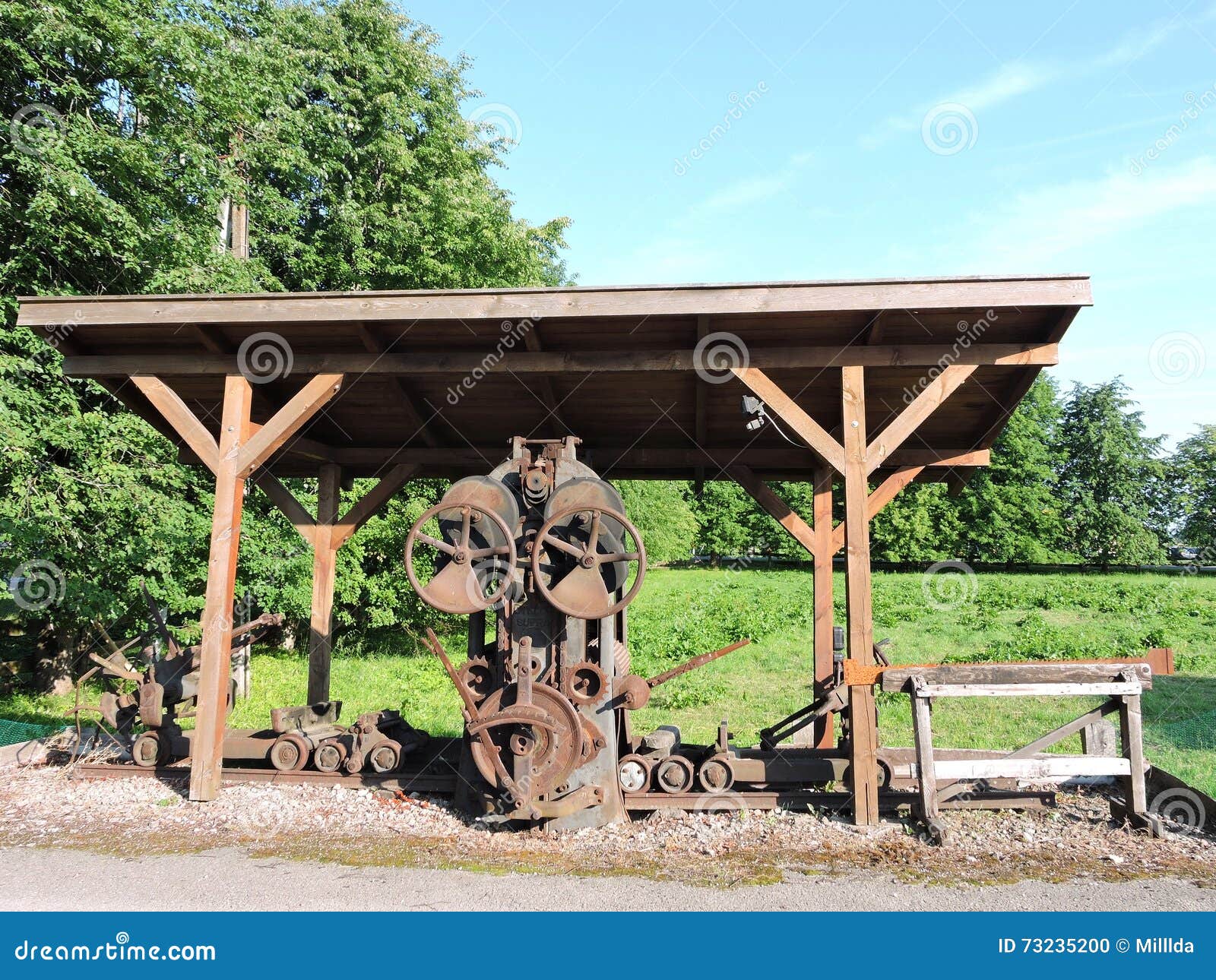 Old wood cutting machine stock photo. Image of stuff - 73235200