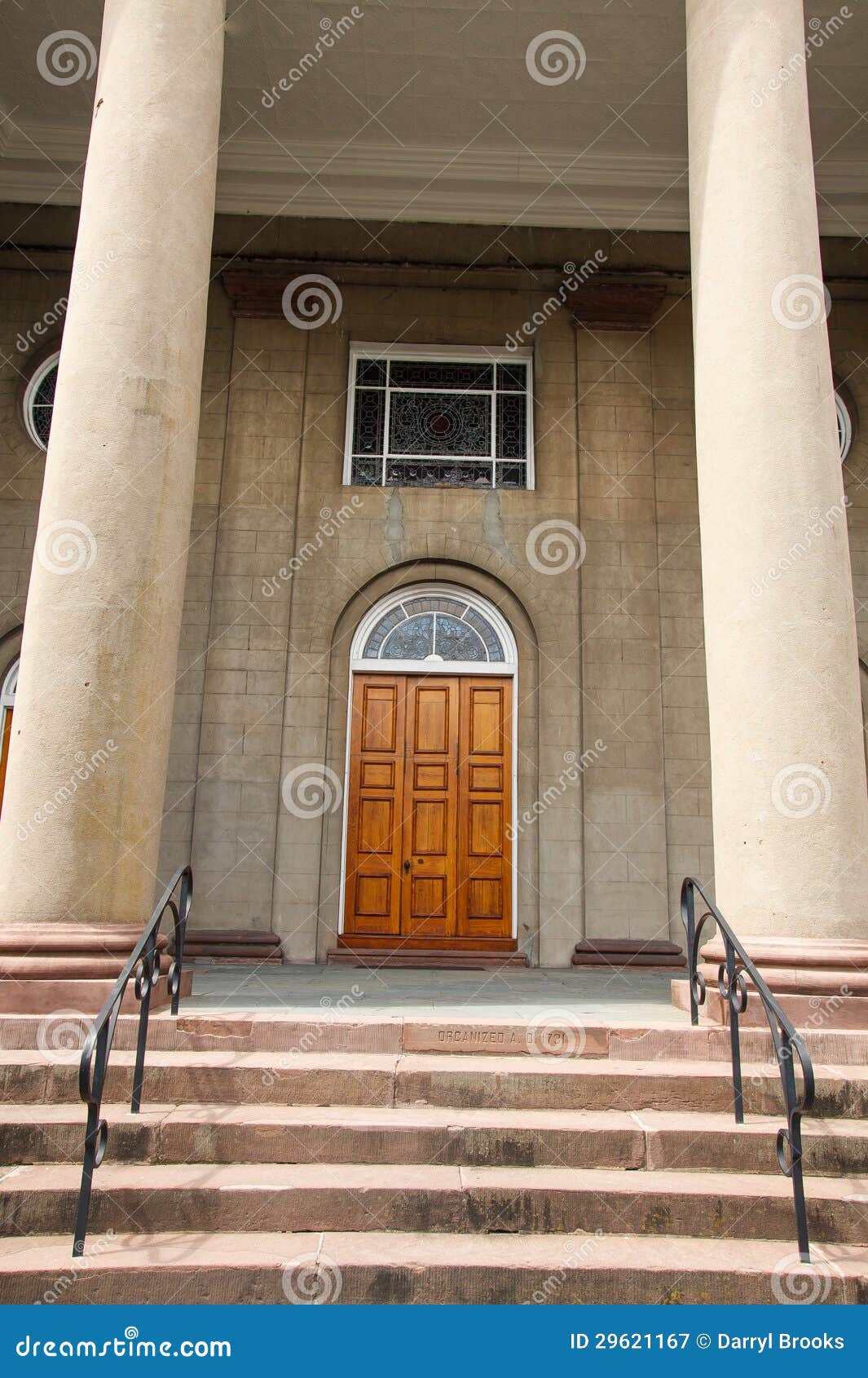 Old Wood Door between Columns Stock Image - Image of facade ...
