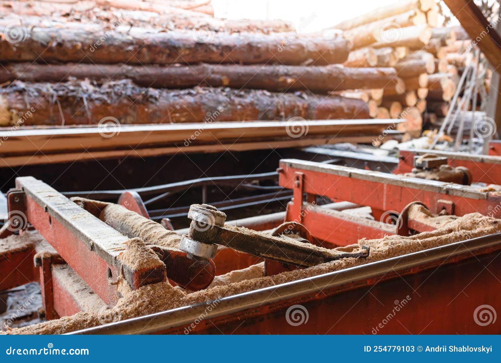 Old Wood Equipment at the Sawmill. Timber Industry Stock Image - Image ...