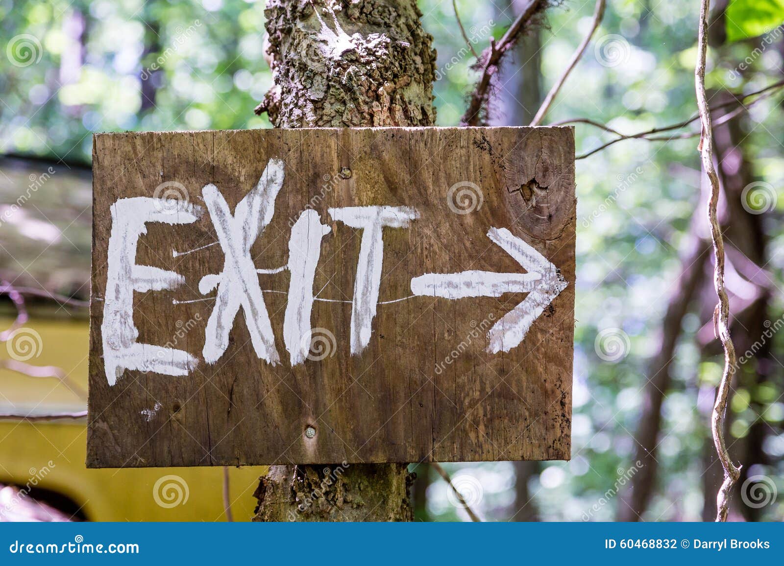 Old Wood Exit Sign stock photo. Image of signpost, sign - 60468832
