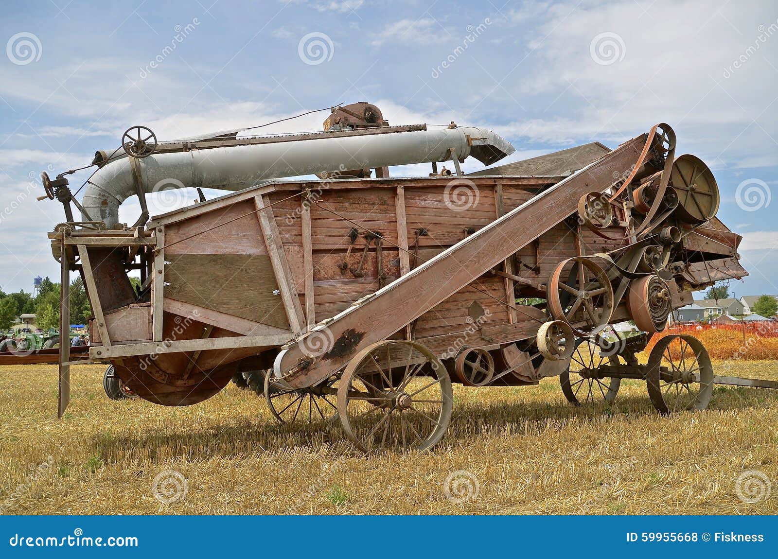 Old Wood Frame Threshing Machine Stock Photo - Image of thresher ...