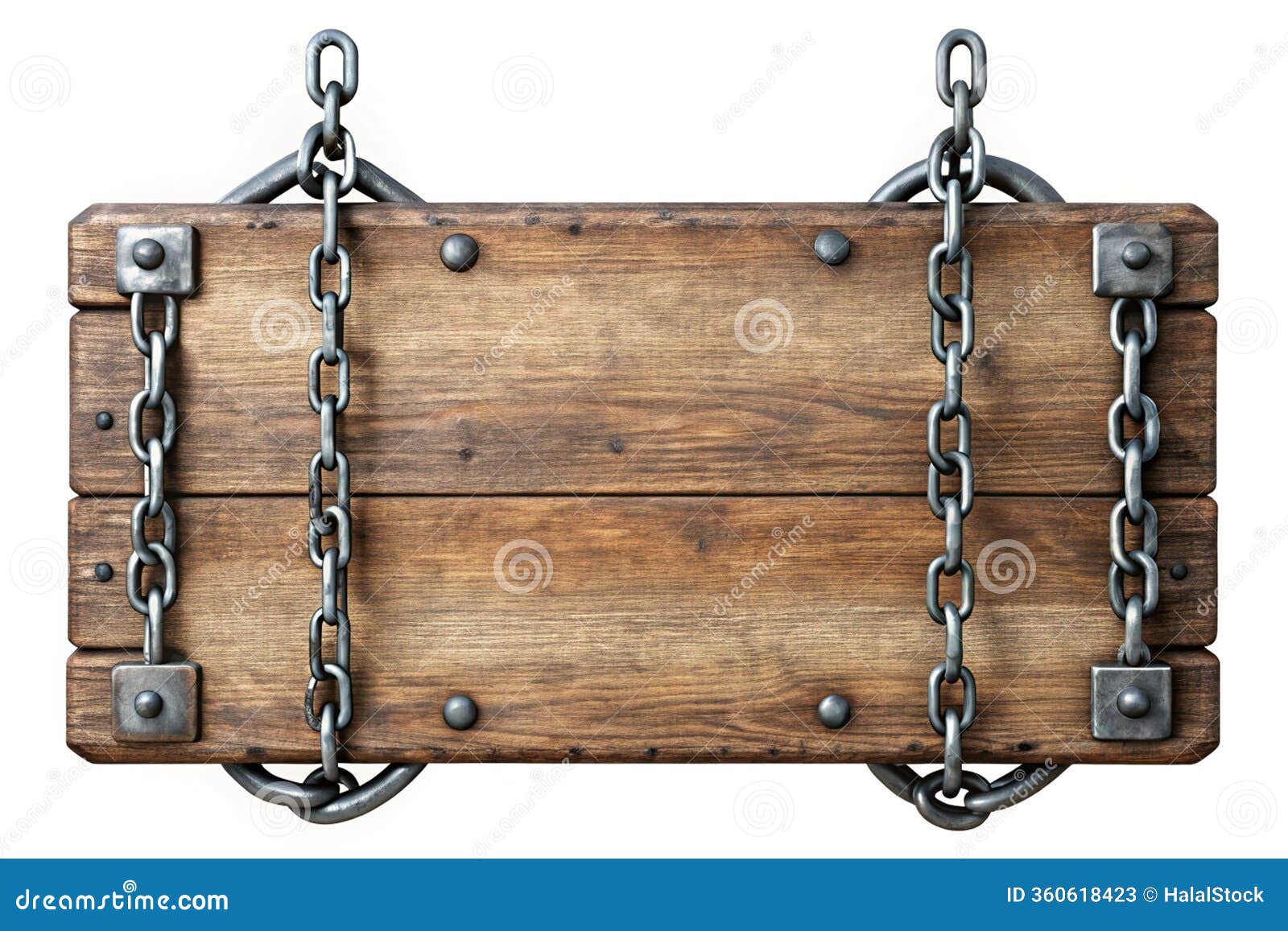 Old Wood Medieval Sign with Chains 3D Illustration Stock Illustration ...