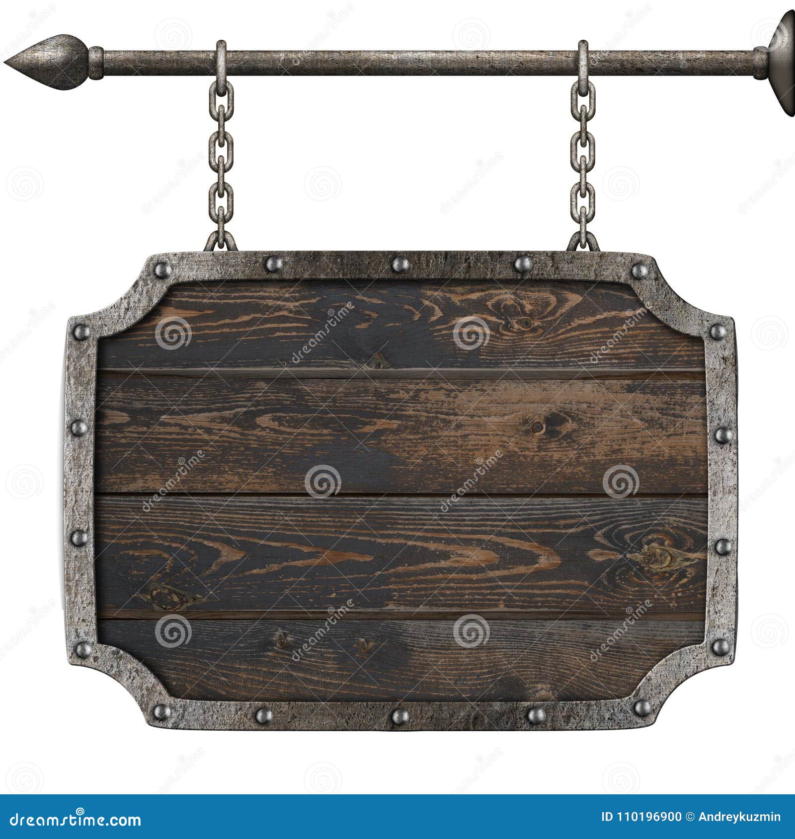 Old Wood Medieval Sign with Chains 3d Illustration Stock Illustration ...