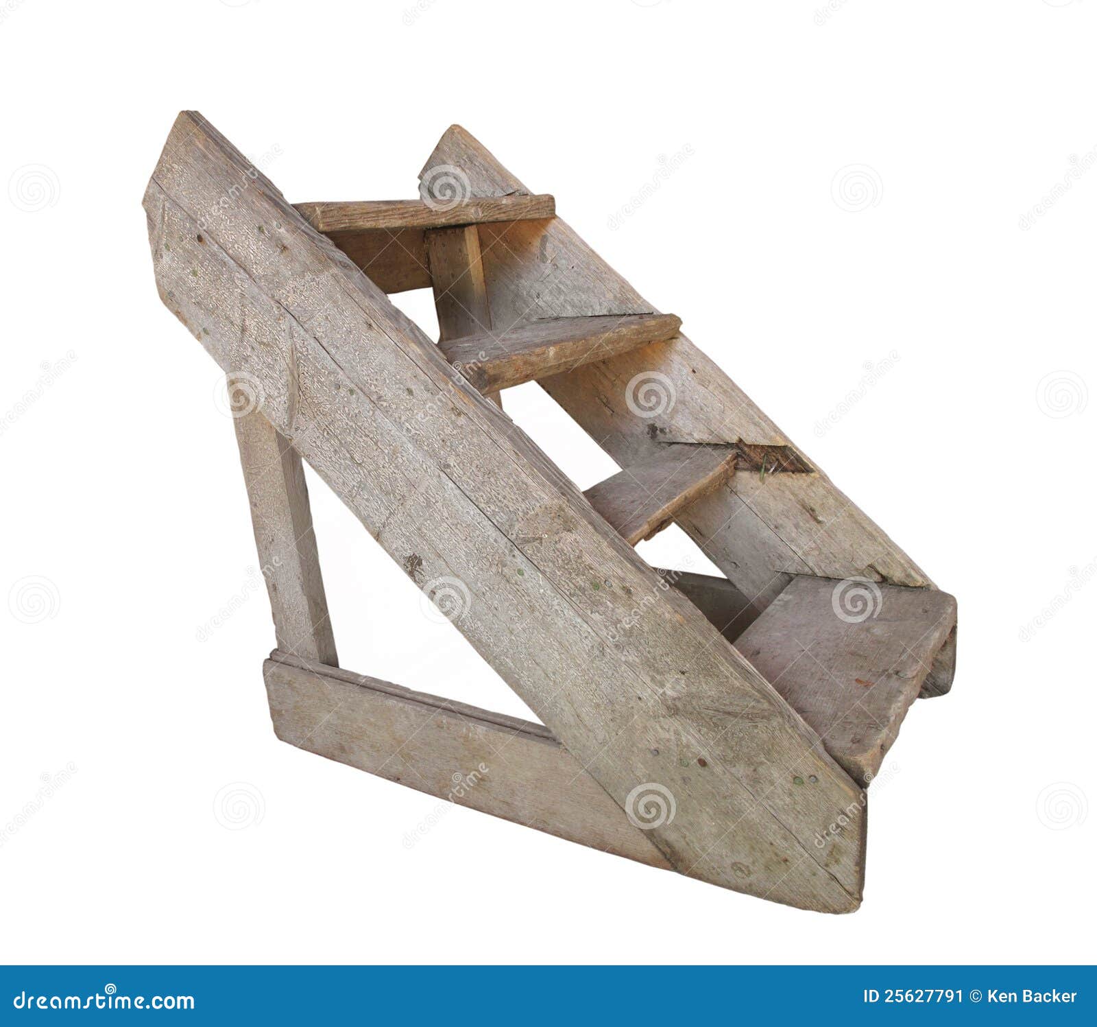 Old Wood Set of Steps Isolated. Stock Image - Image of step, worn: 25627791