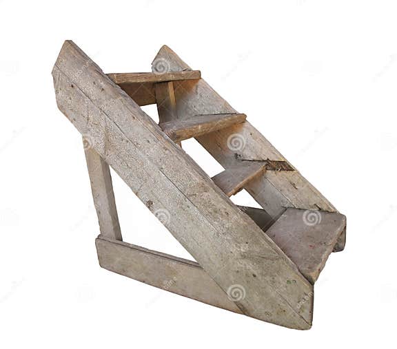 Old Wood Set of Steps Isolated. Stock Image - Image of step, worn: 25627791