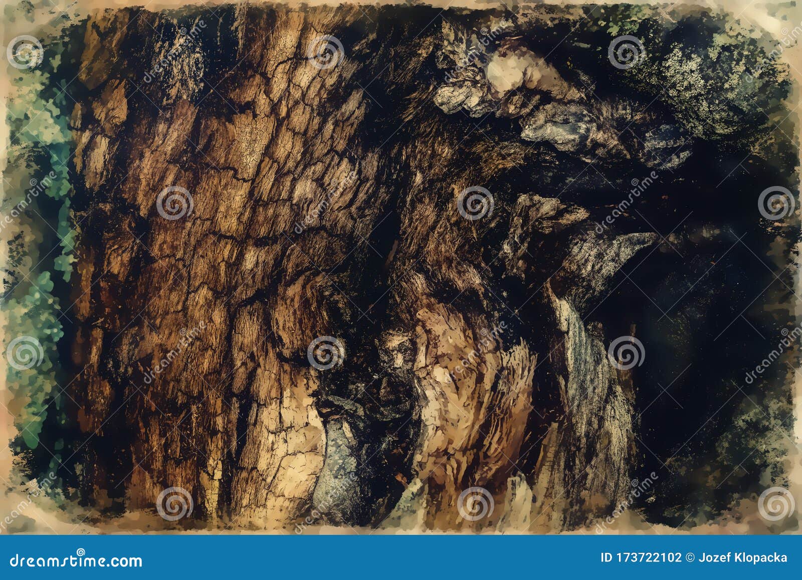 Old Wood Structure Detail, and Painting Effect. Stock Photo - Image of ...