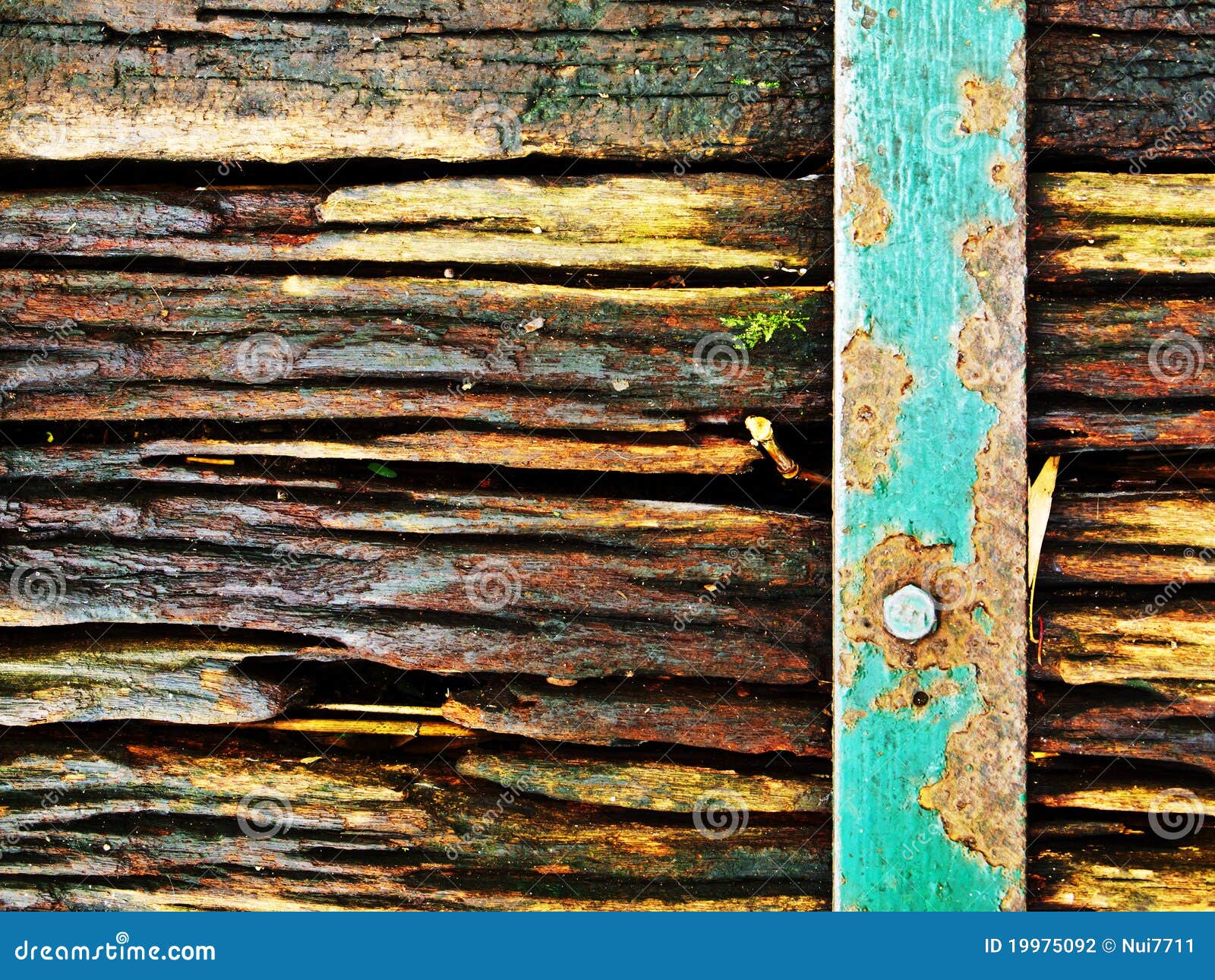 Old Wood Texture with Rusty Steel Bar Stock Photo - Image of closeup ...