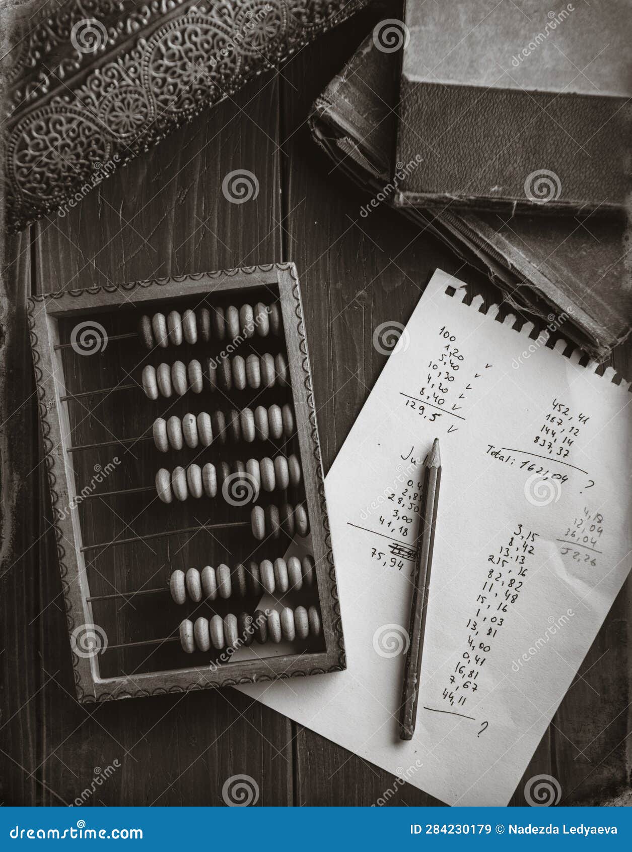 Old Wooden Abacus in Black White Colors. Stock Image - Image of abacus ...