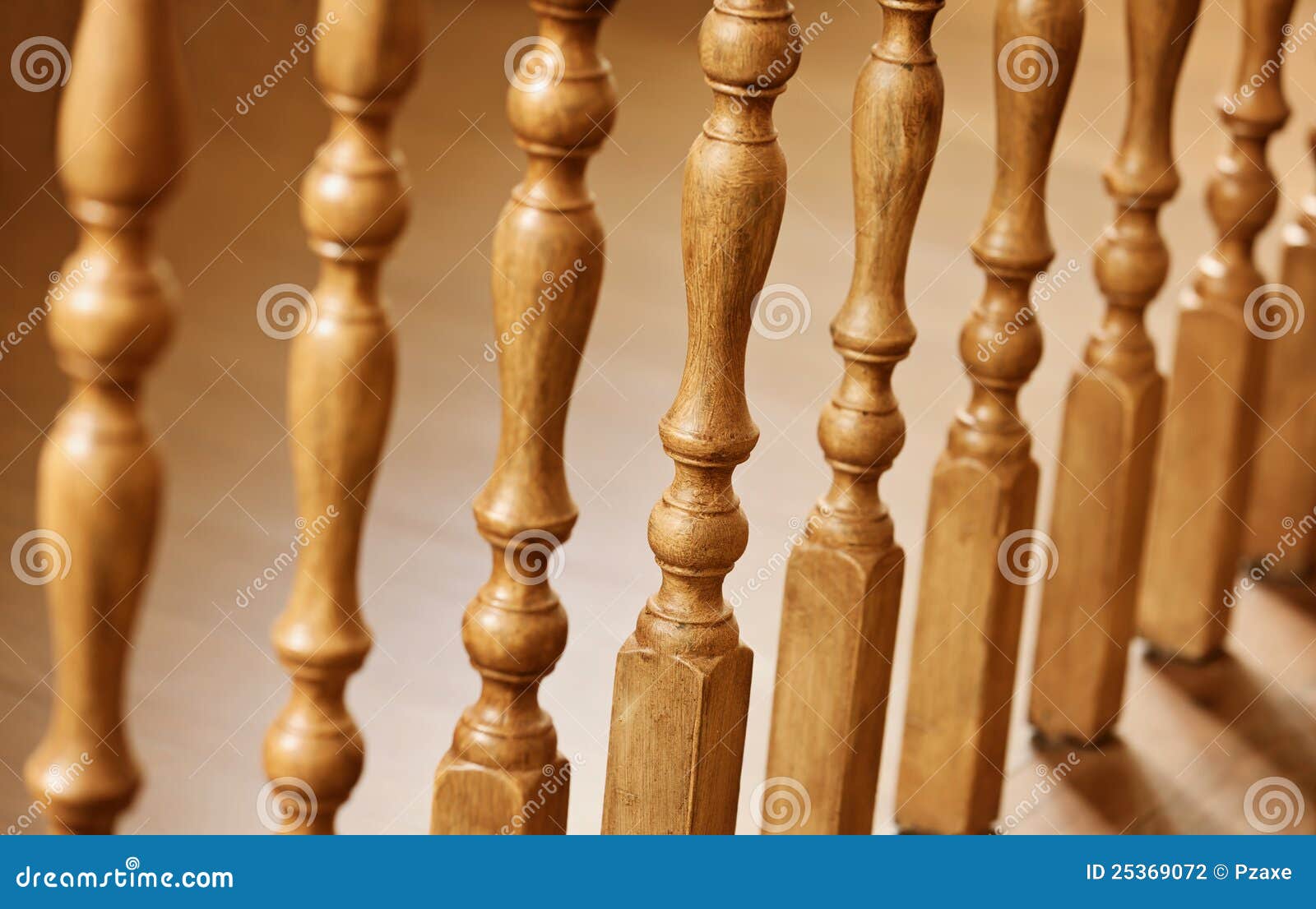 Wooden Balusters Of Pine For The Staircase Railing Royalty-Free Stock ...