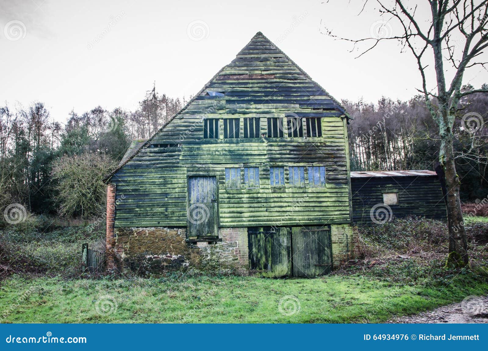 Old wooden barn Surrey UK stock photo. Image of landscape - 64934976