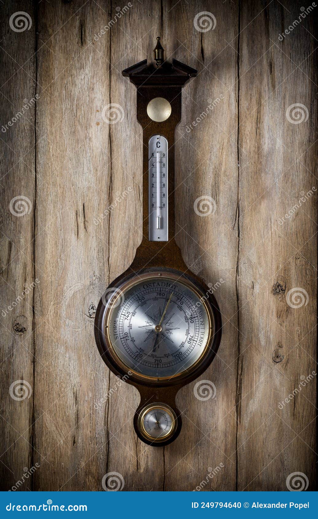 Old Barometer on a Wooden Wall Stock Photo - Image of number, symbol ...