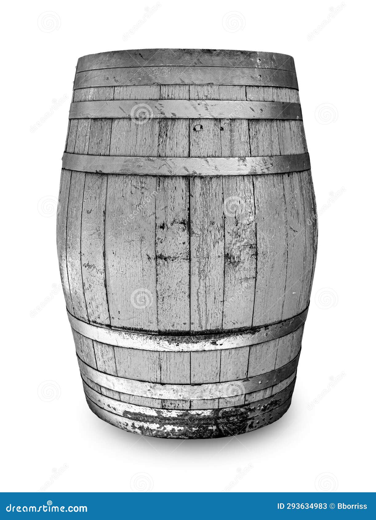 Old Wooden Barrel Isolated on White Background Stock Image - Image of ...
