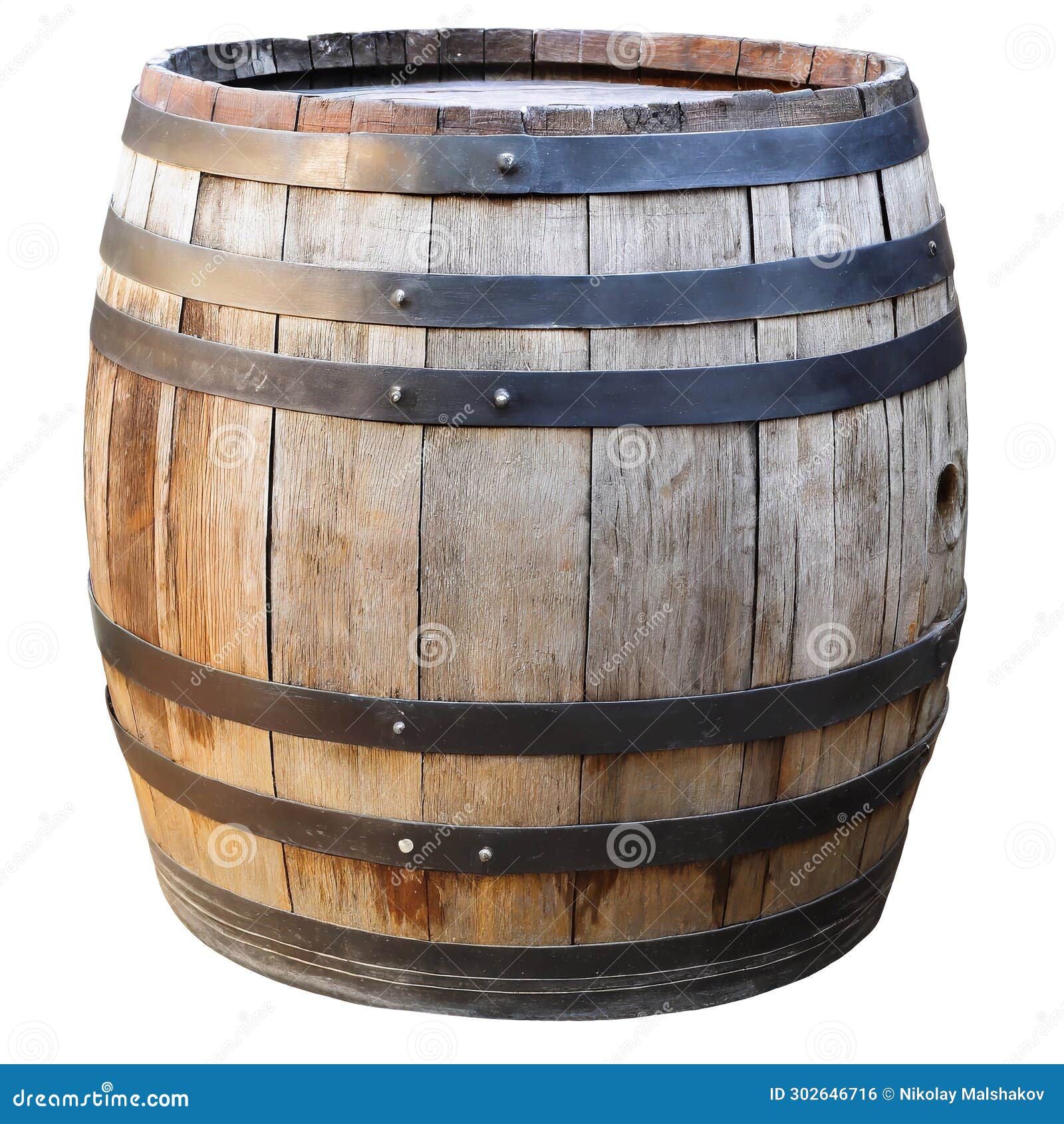 Old Wooden Barrel Isolated on White Background. Stock Photo - Image of ...