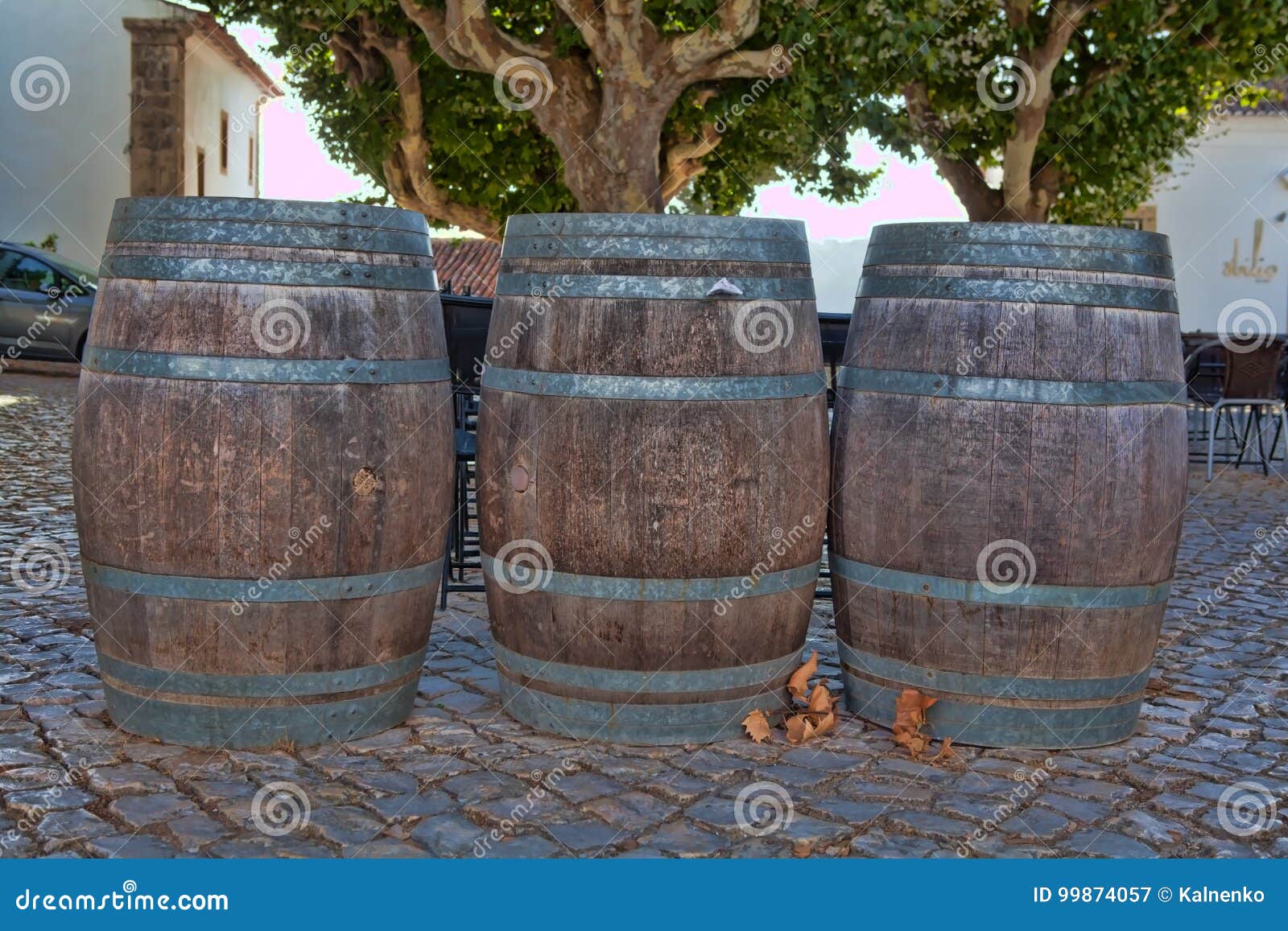 Old Wooden Barrel Standing on the Ground Stock Image - Image of drink ...