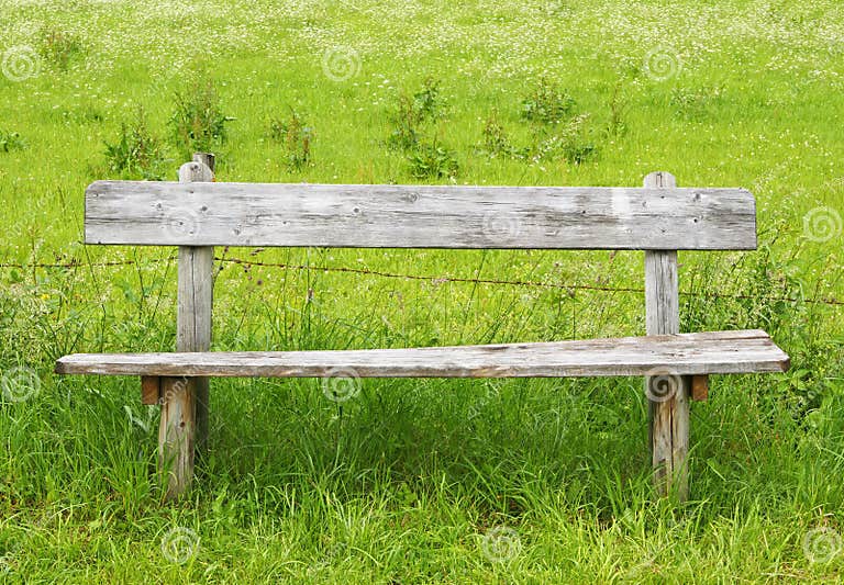 Old wooden bench stock image. Image of outside, grassland - 18392079