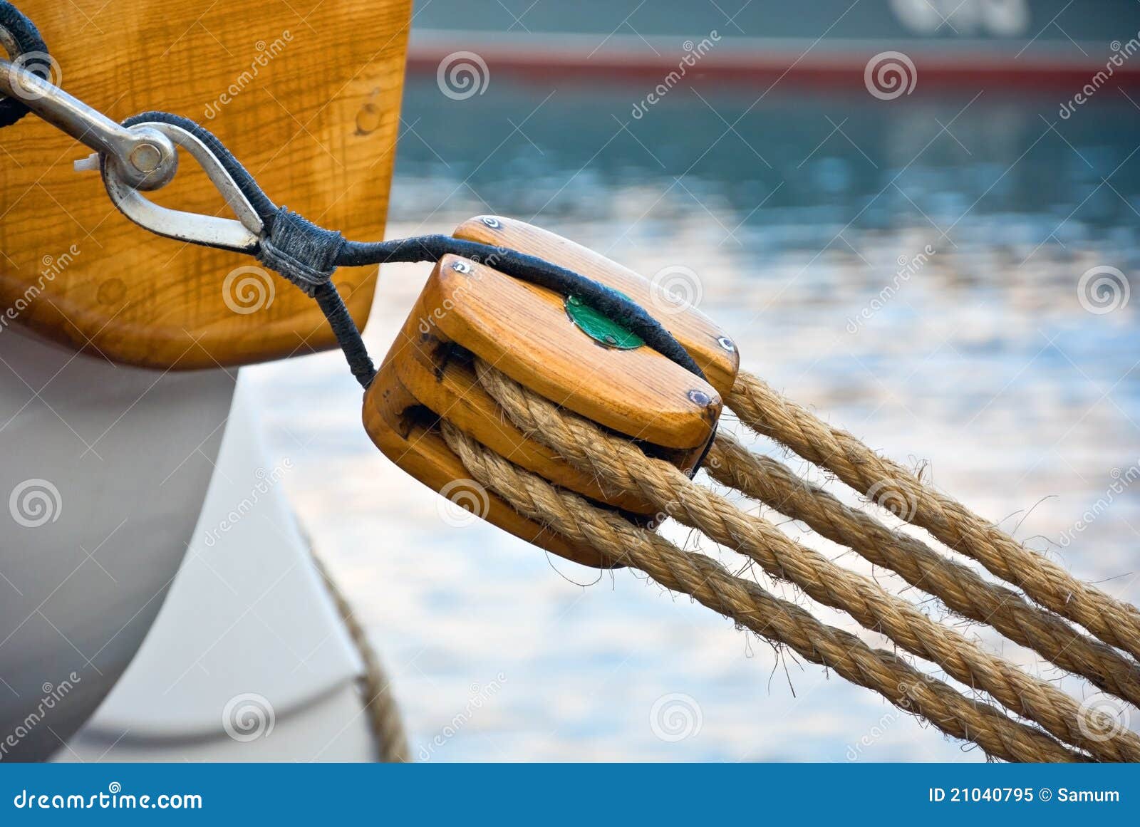 Old wooden block with rope stock image. Image of boat - 21040795