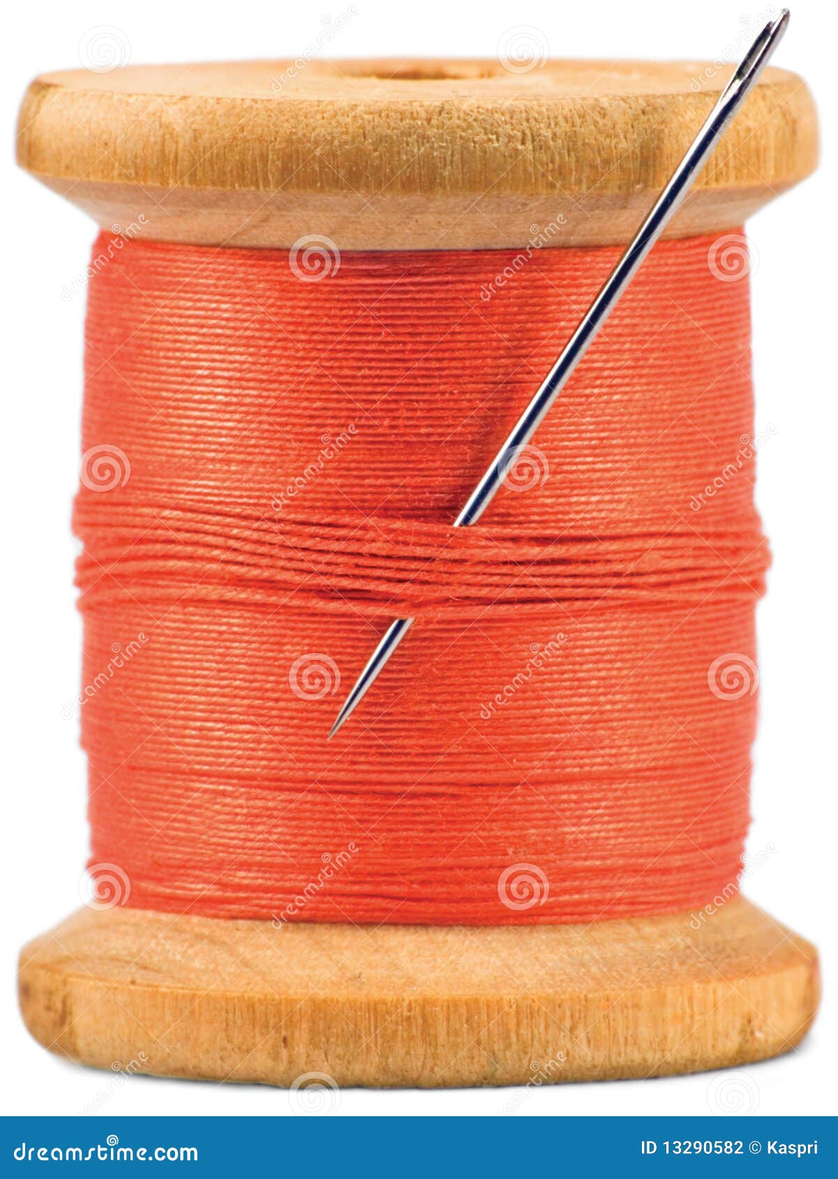 Old Wooden Bobbin with Red Thread Isolated Stock Photo - Image of ...