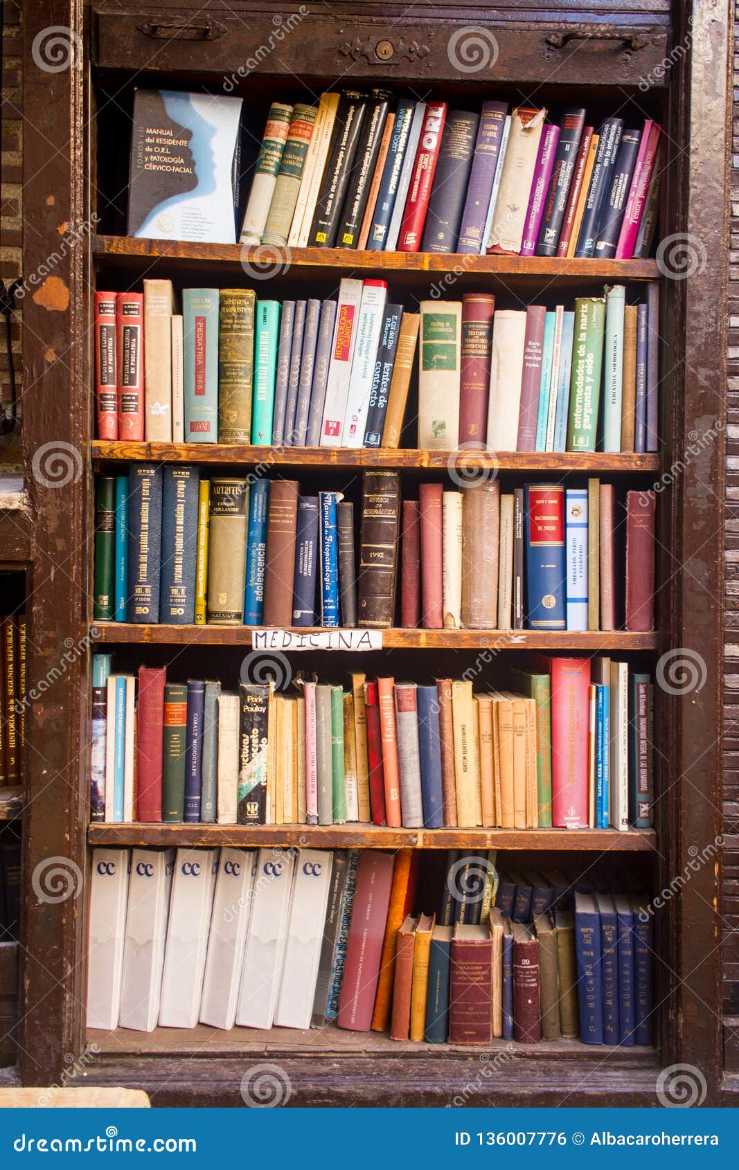 An Old Wooden Bookcase with Old Books Editorial Photo - Image of ...