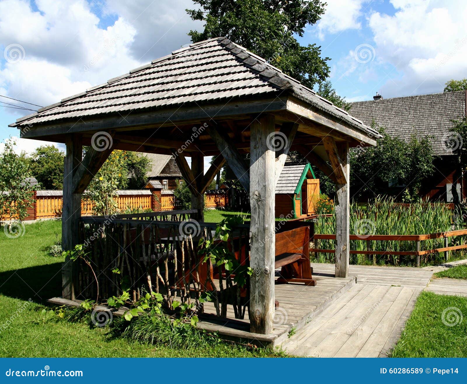Old wooden bower stock image. Image of table, alcove - 60286589