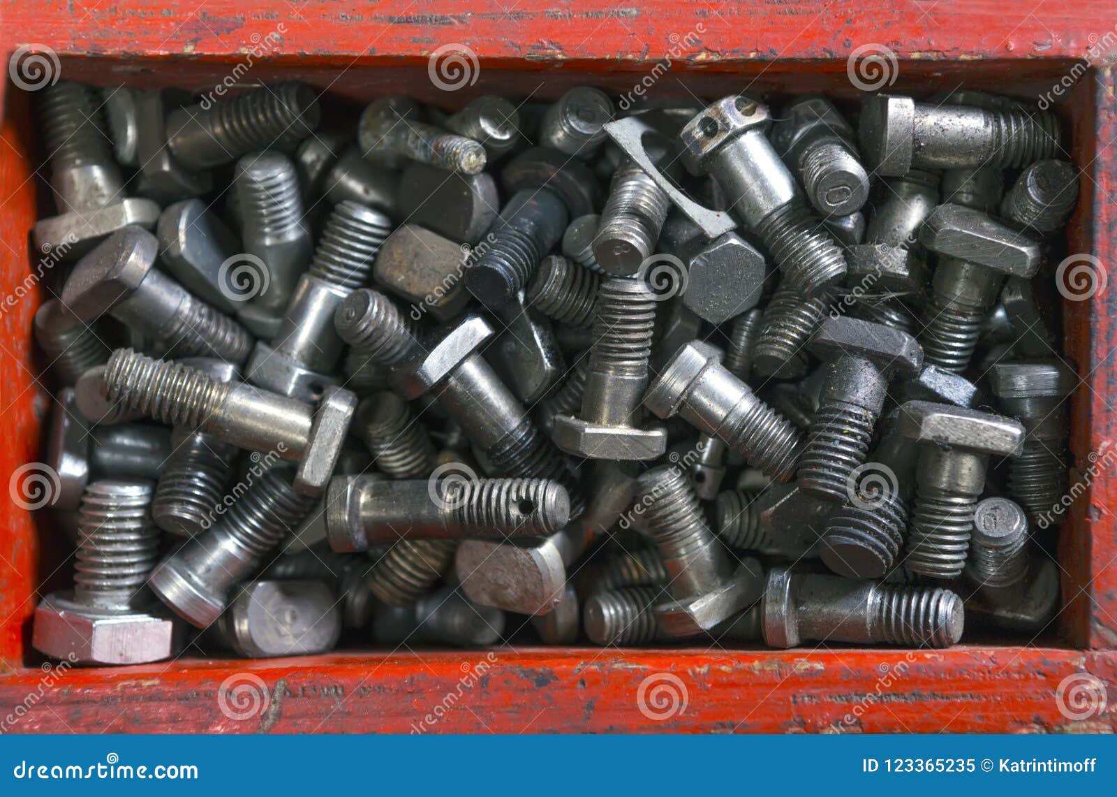Old Wooden Box for Metal Bolt Stock Image - Image of screws, gear ...
