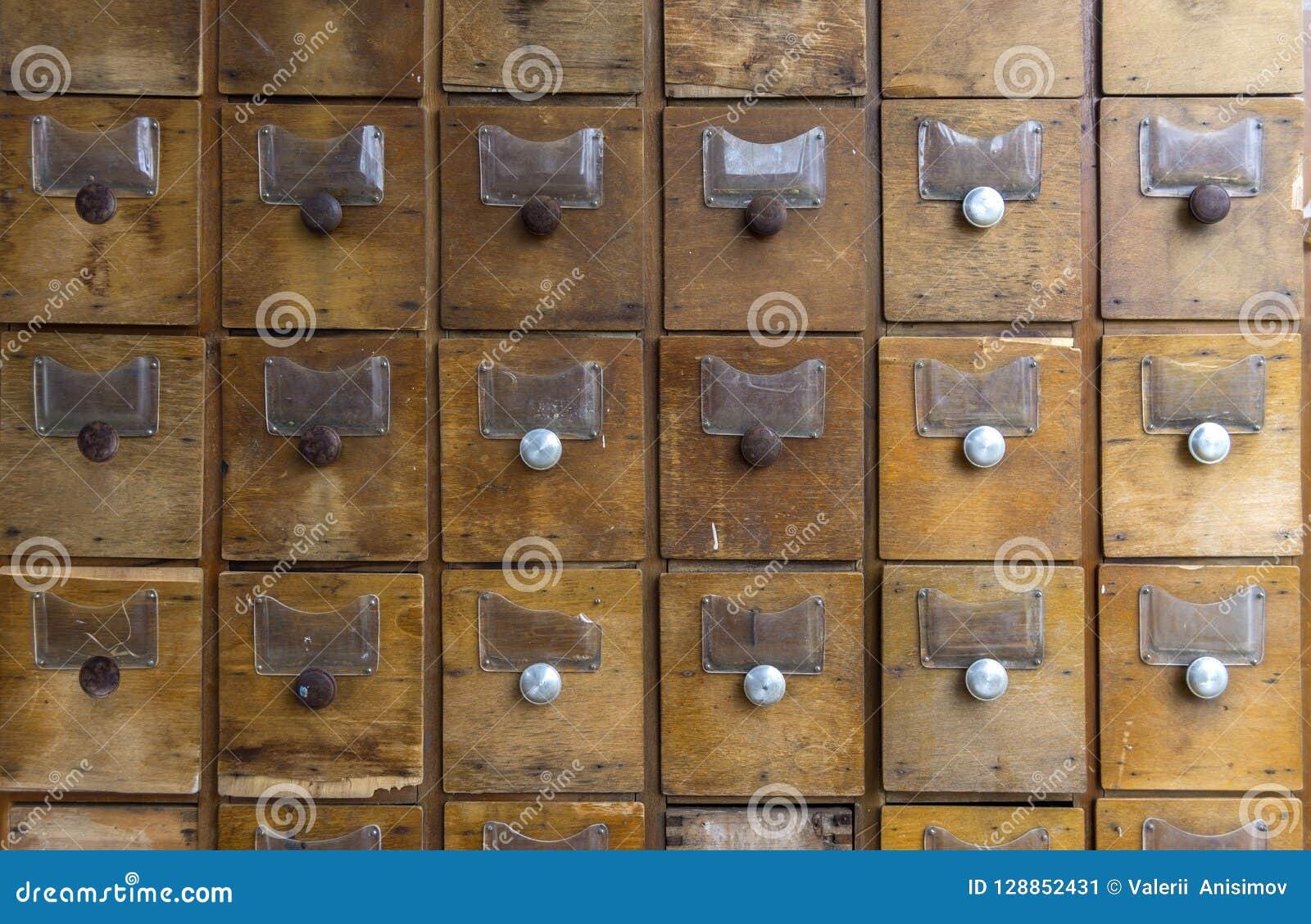 Old Wooden Boxes for Forms. Old Archive or Library. Stock Image - Image ...