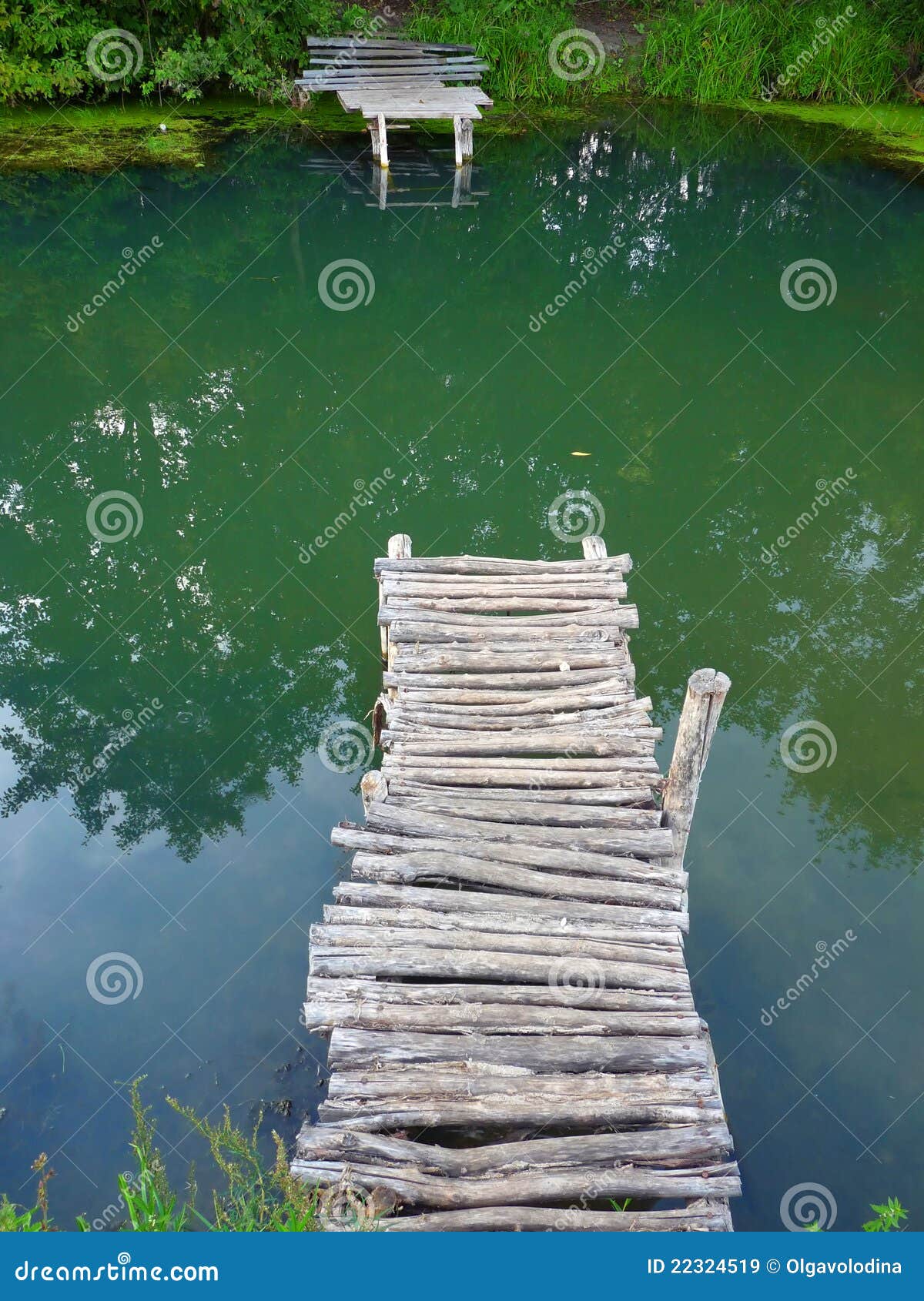 Old Wooden Bridge Across the River Stock Image - Image of broken ...