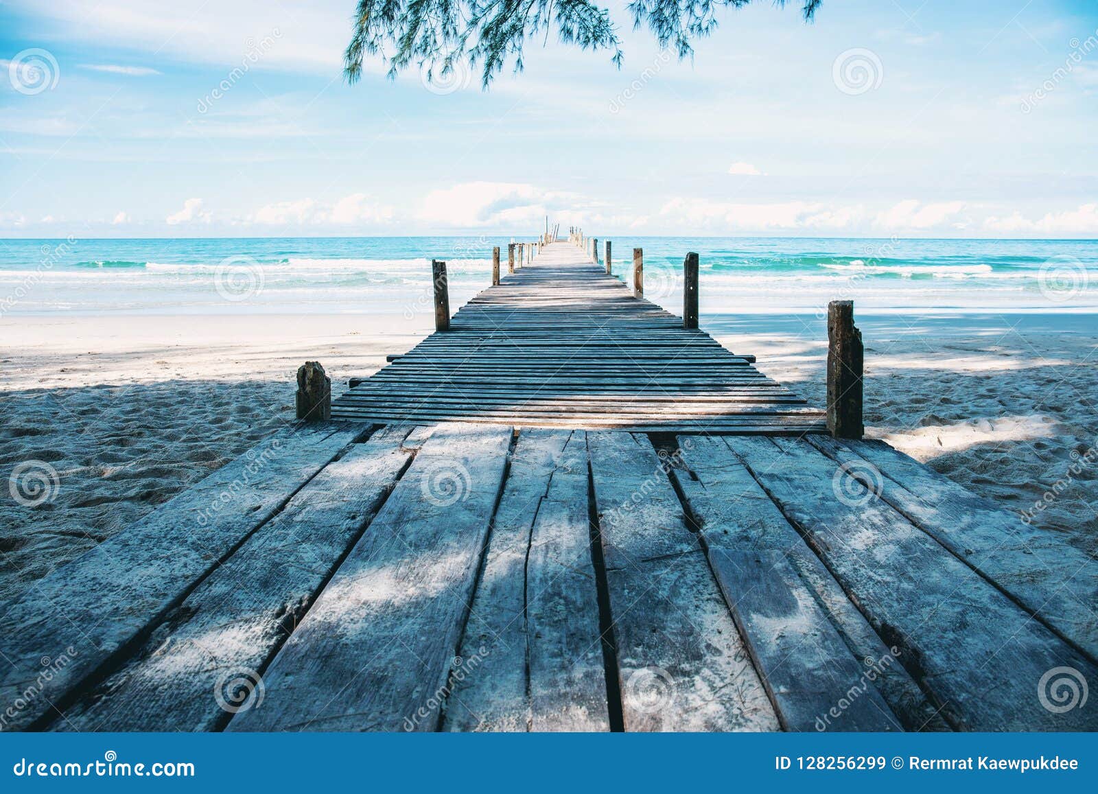 Old Wooden Bridge on Beach. Stock Image - Image of beautiful, lagoon ...