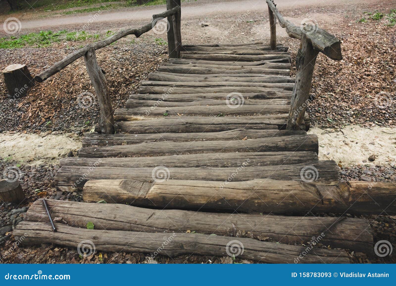 The Old Wooden Bridge Bridge Collapse Bridge Across the River Stock ...