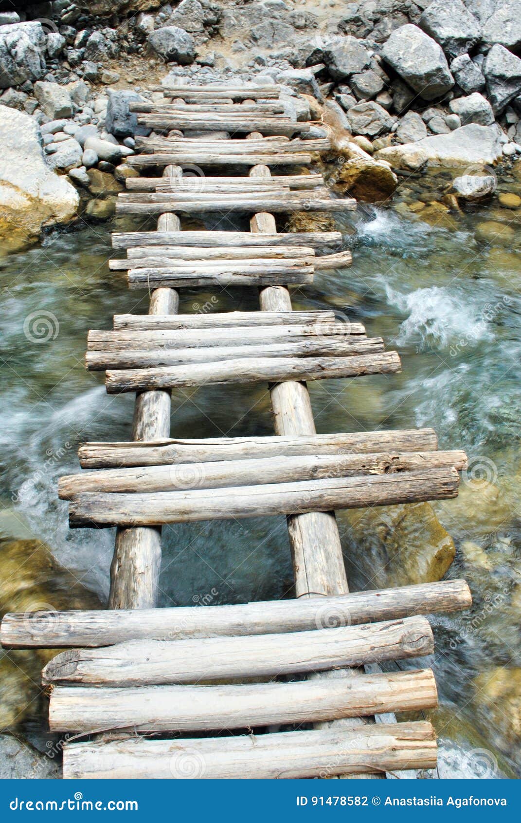 Old wooden bridge stock photo. Image of greece, crete - 91478582