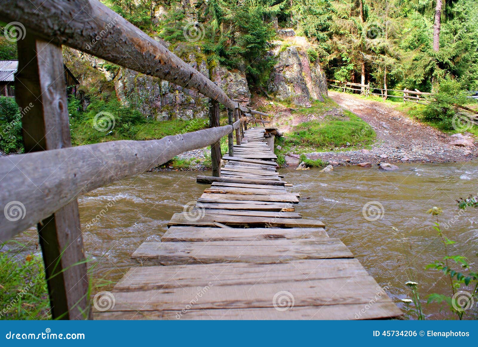 Old Wooden Bridge Over Aries River Stock Photo - Image of natural ...