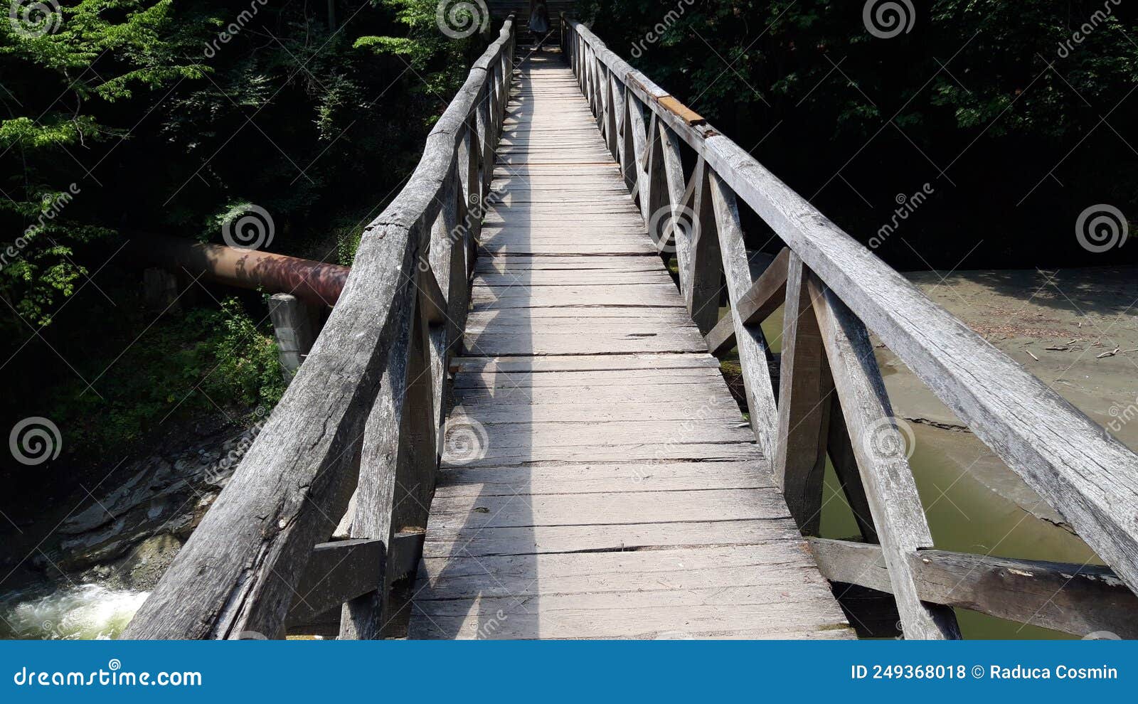 Old Wooden Bridge Over the River Stock Photo - Image of water, manmade ...