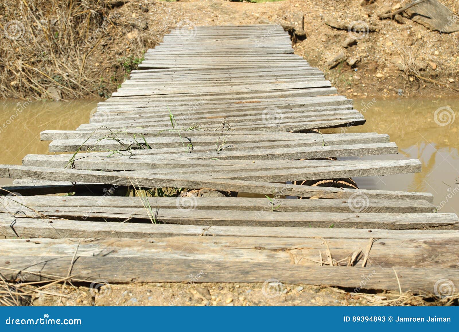 Old Wooden Bridge Over the River in the Countryside. Stock Image ...