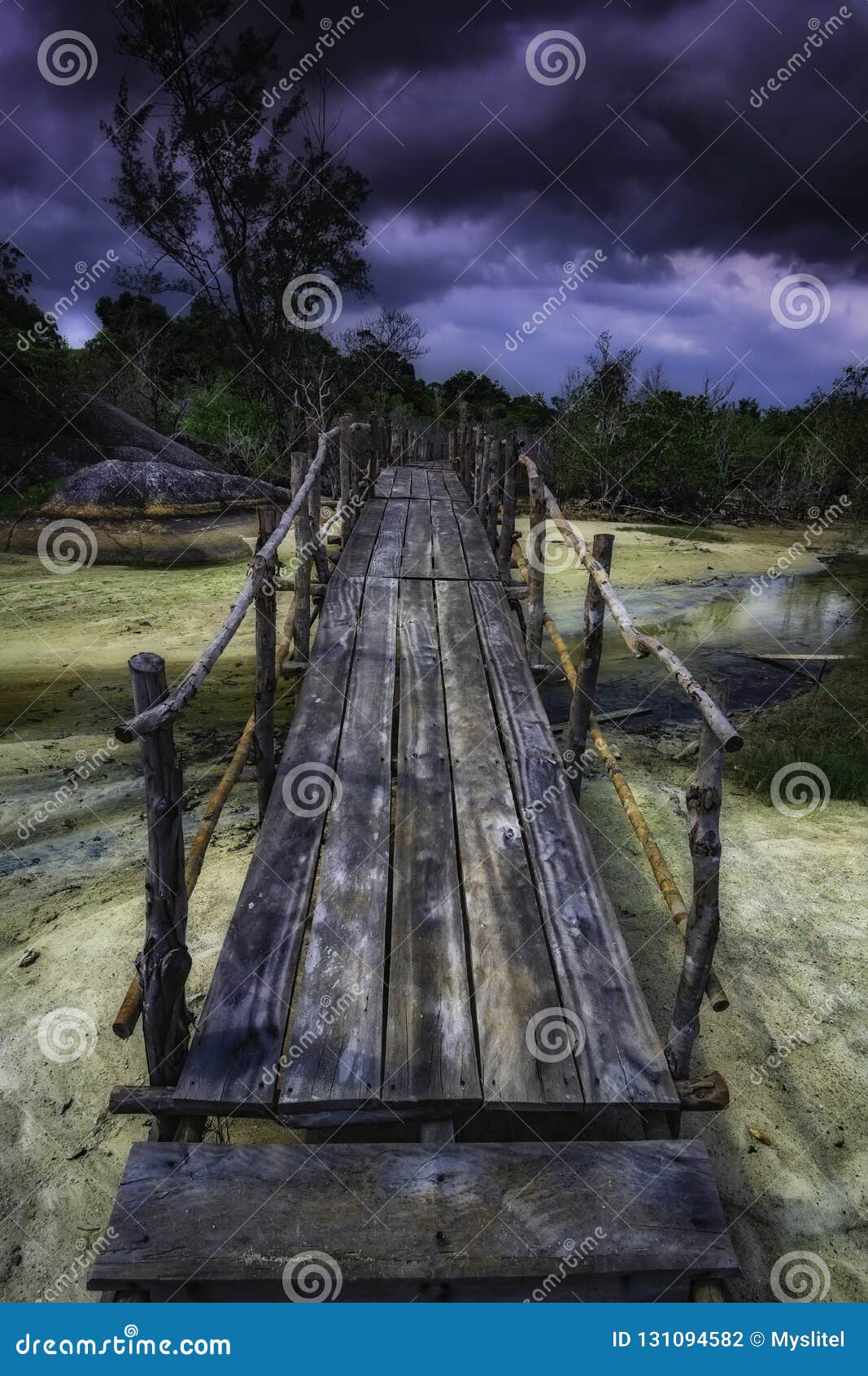 Old wooden bridge stock photo. Image of dramatic, stone - 131094582