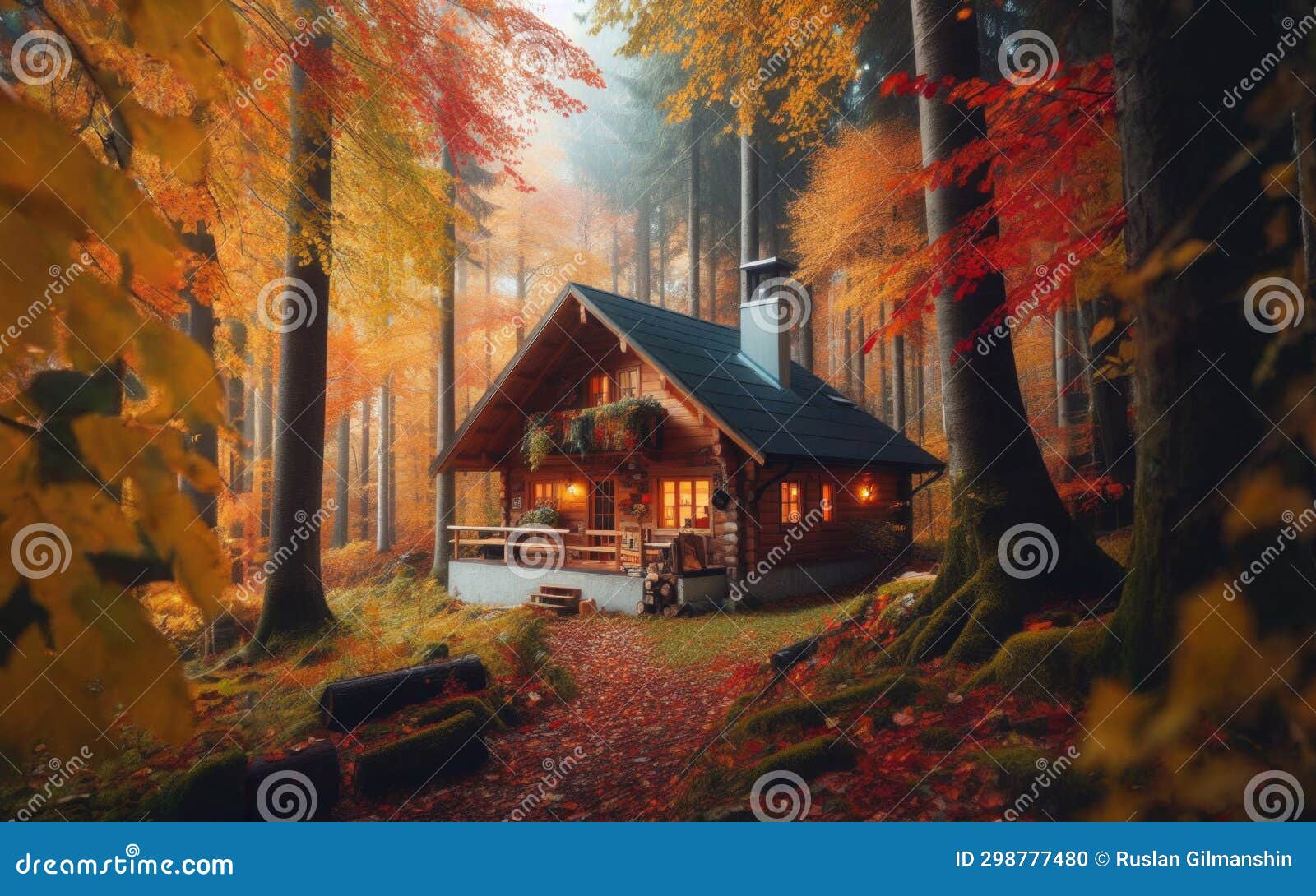 Old Wooden Cabin in the Autumn Forest, Fall Stock Photo - Image of ... Old Wooden Cabin in the Autumn Forest, Fall Stock Photo - Image of ...