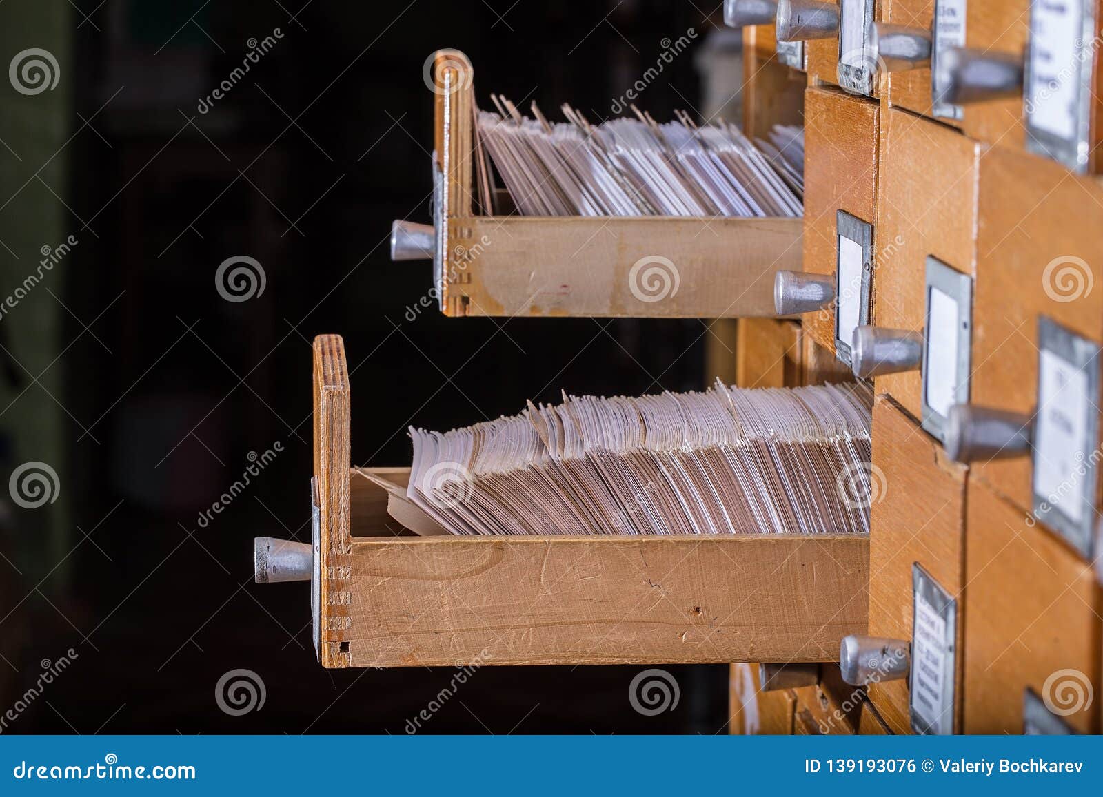 Old Wooden Card Catalog in the Archive Library. Stock Photo - Image of ...