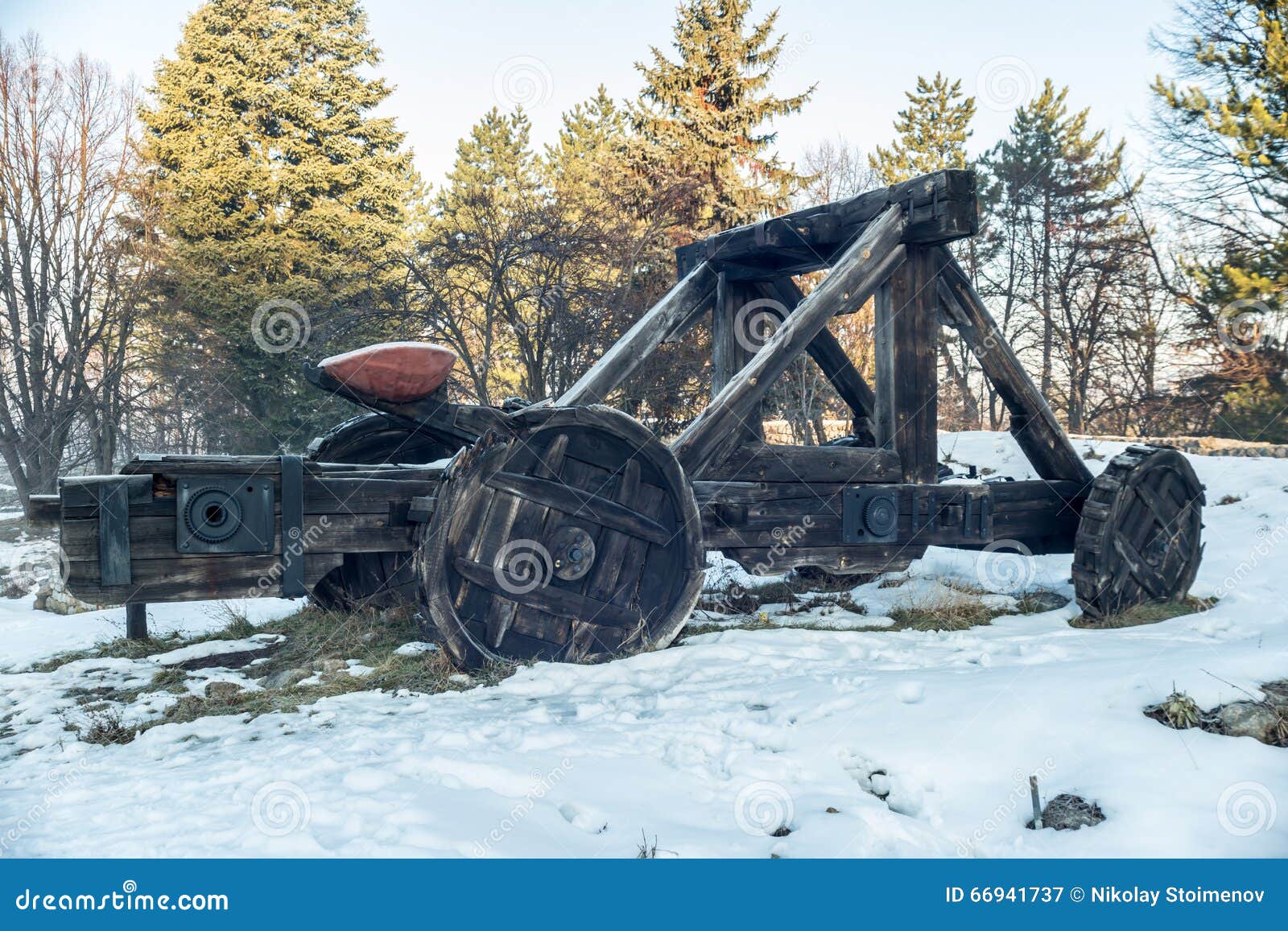 Old wooden catapult stock image. Image of historic, launcher - 66941737