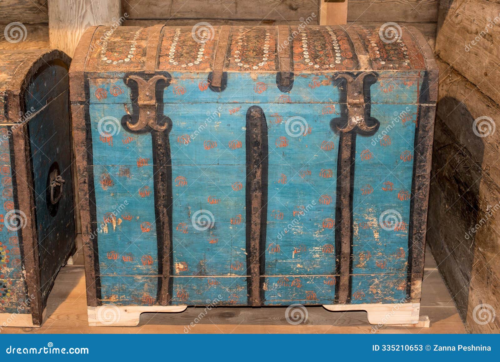 Old Wooden Chest Against Wooden Wall Stock Image - Image of mystery ...