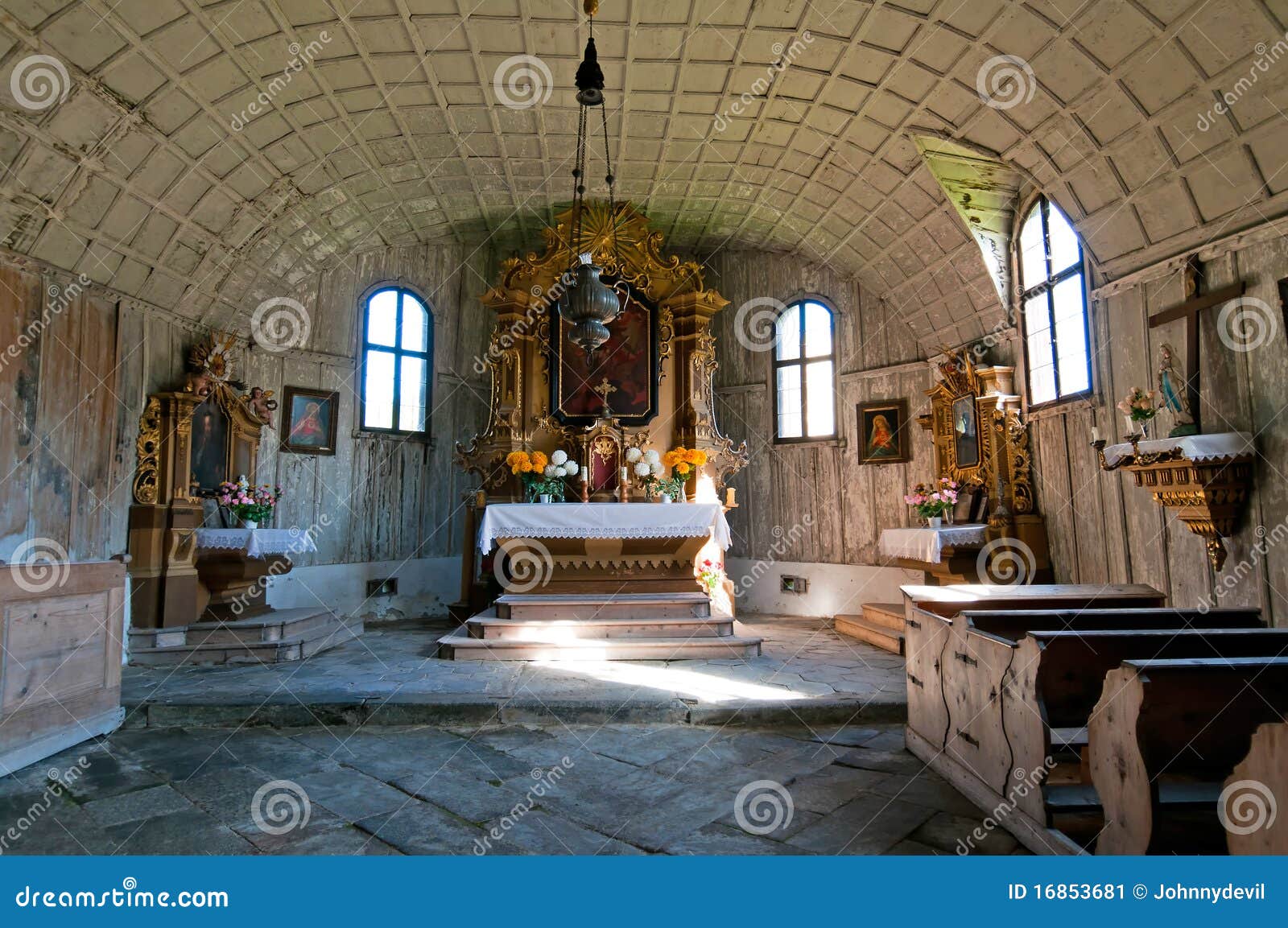 Old Wooden Church Interior editorial photo. Image of empty - 16853681