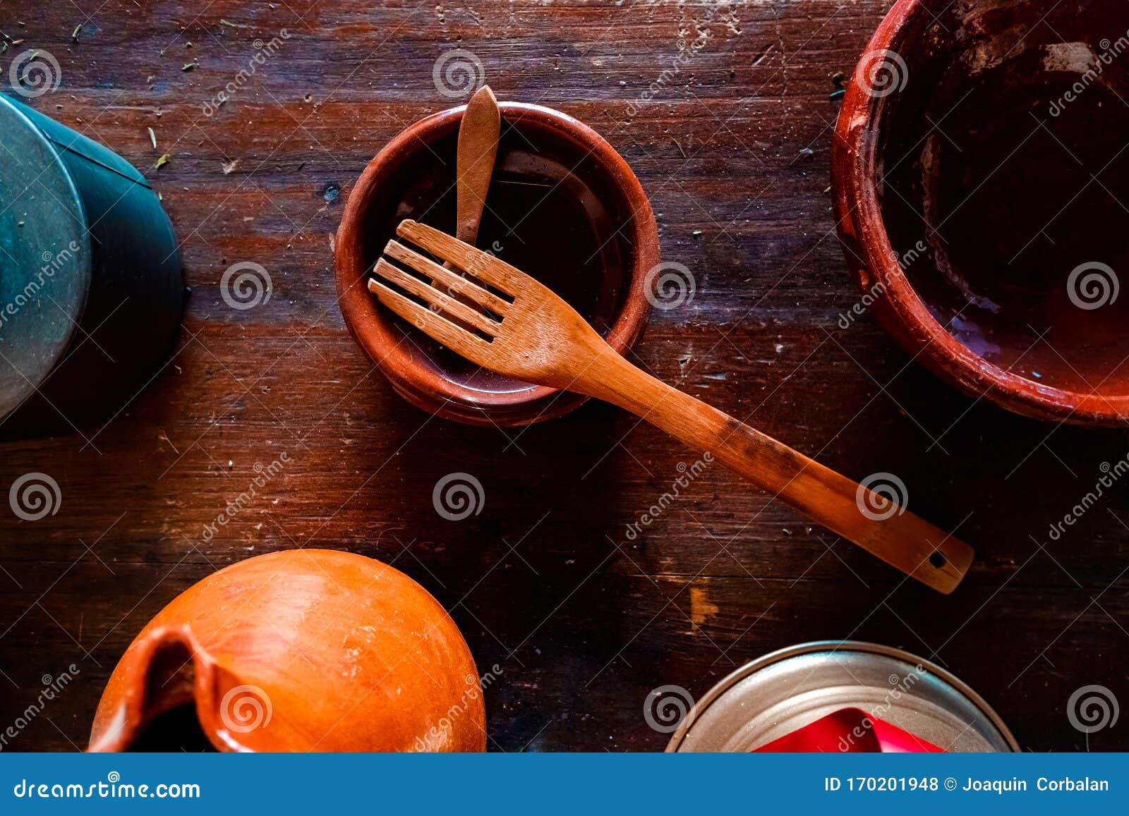 Old Wooden and Clay Kitchen Utensils Stock Photo - Image of domestic ...