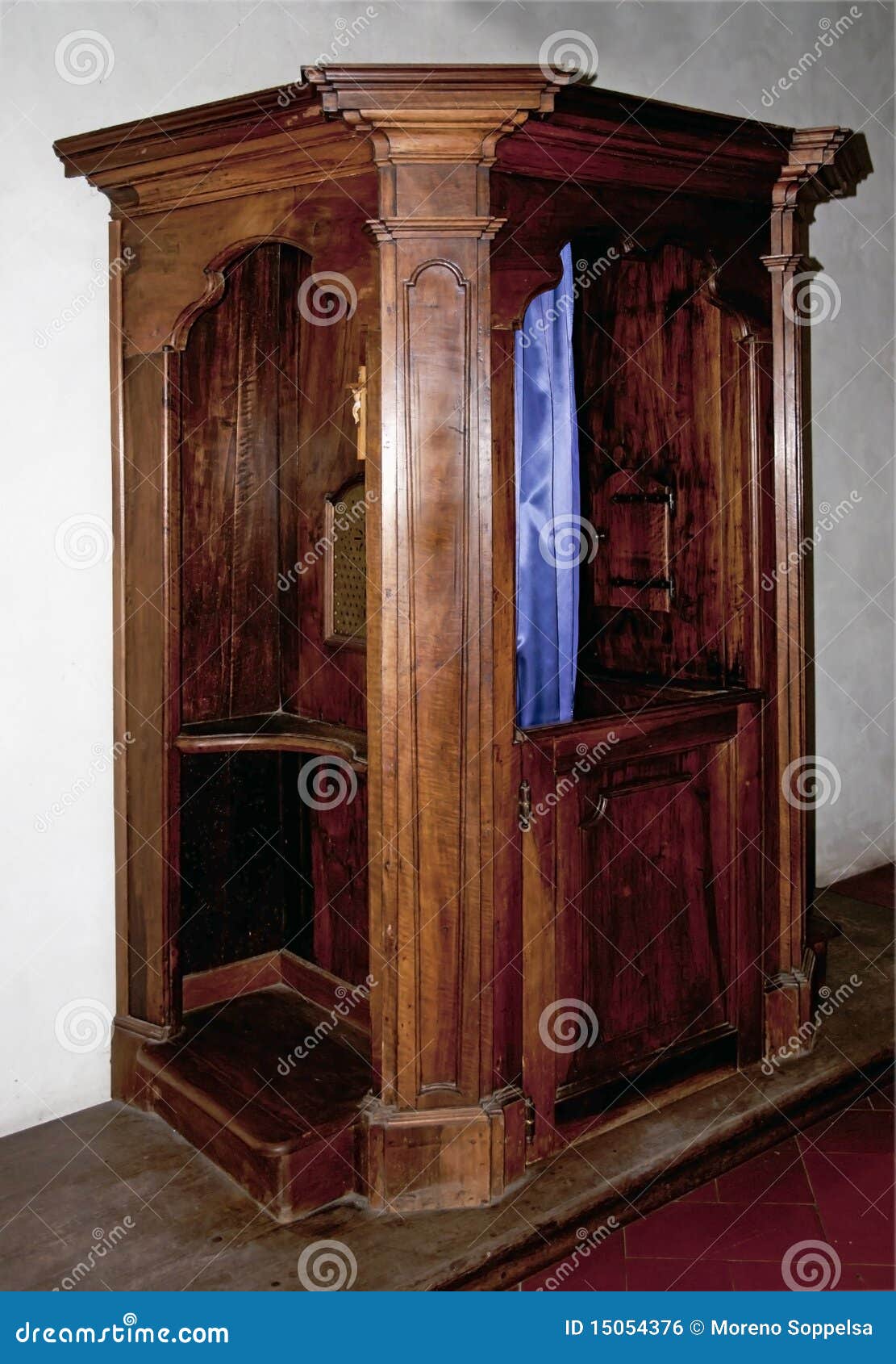 Old wooden confessional stock photo. Image of priest - 15054376